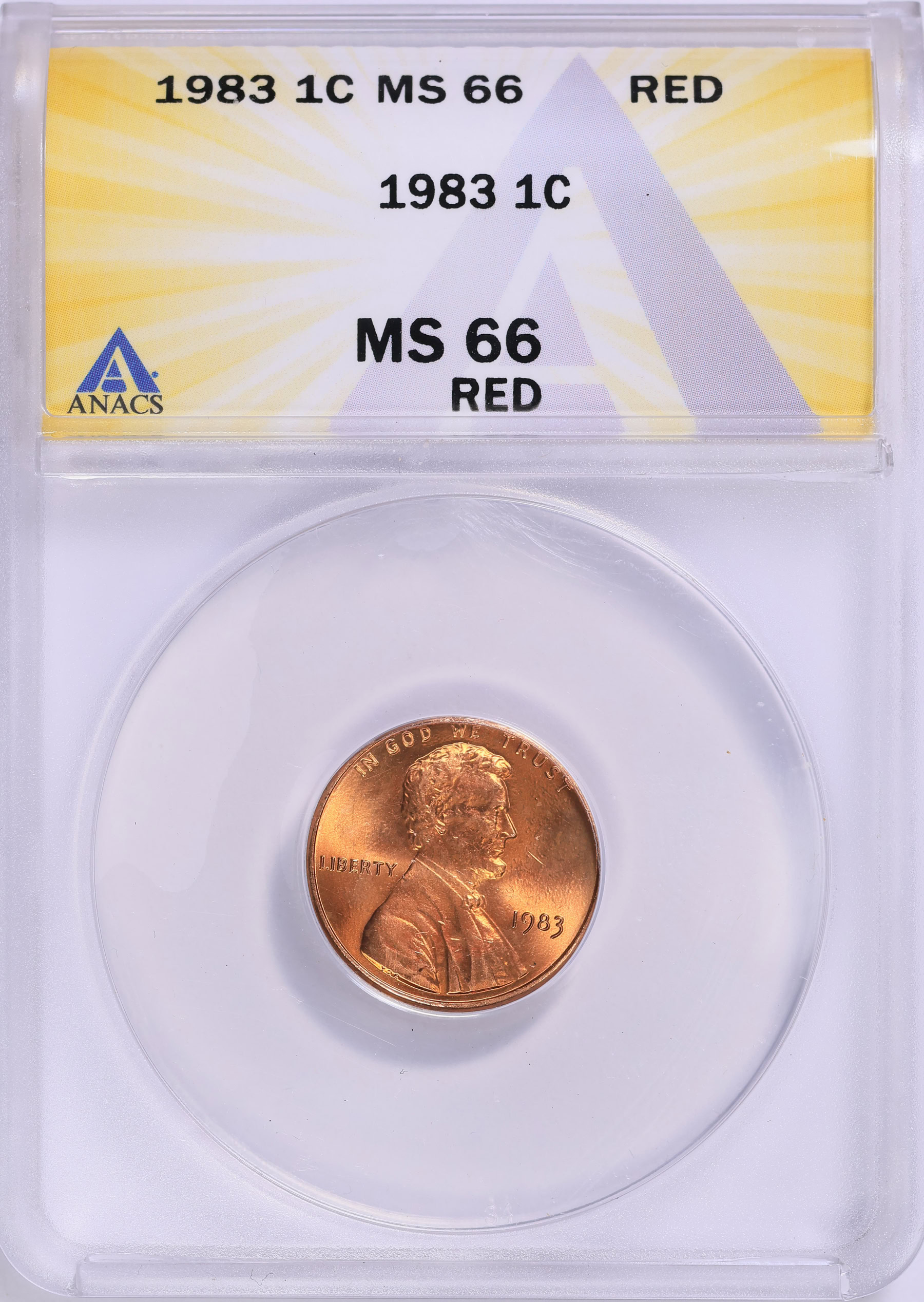 1983 Lincoln Cent ANACS MS-66 RD (Item 1826907) | GreatCollections Coin Auctions