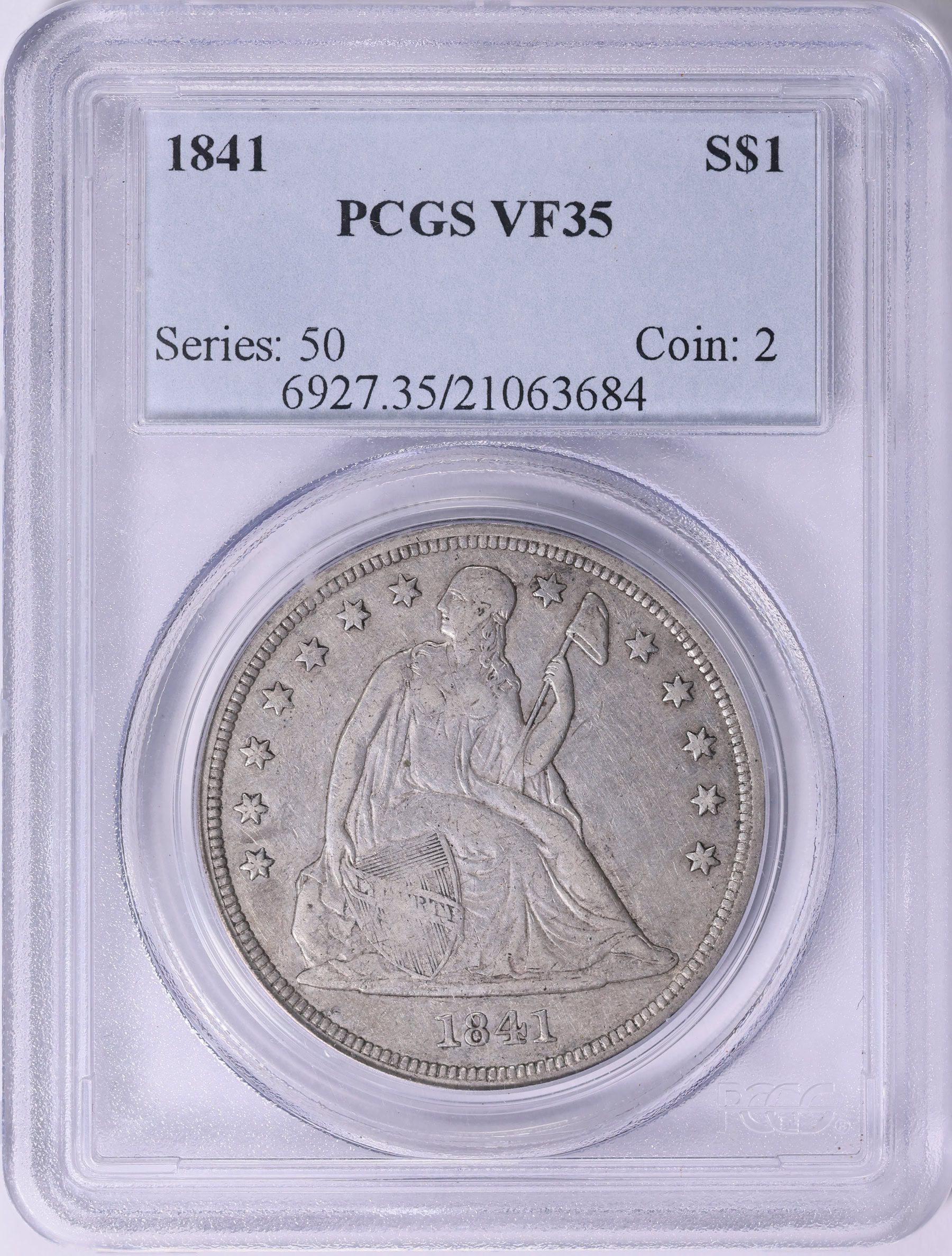1841 Seated Liberty Silver Dollar PCGS VF-35 (Item 1826919) | GreatCollections Coin Auctions