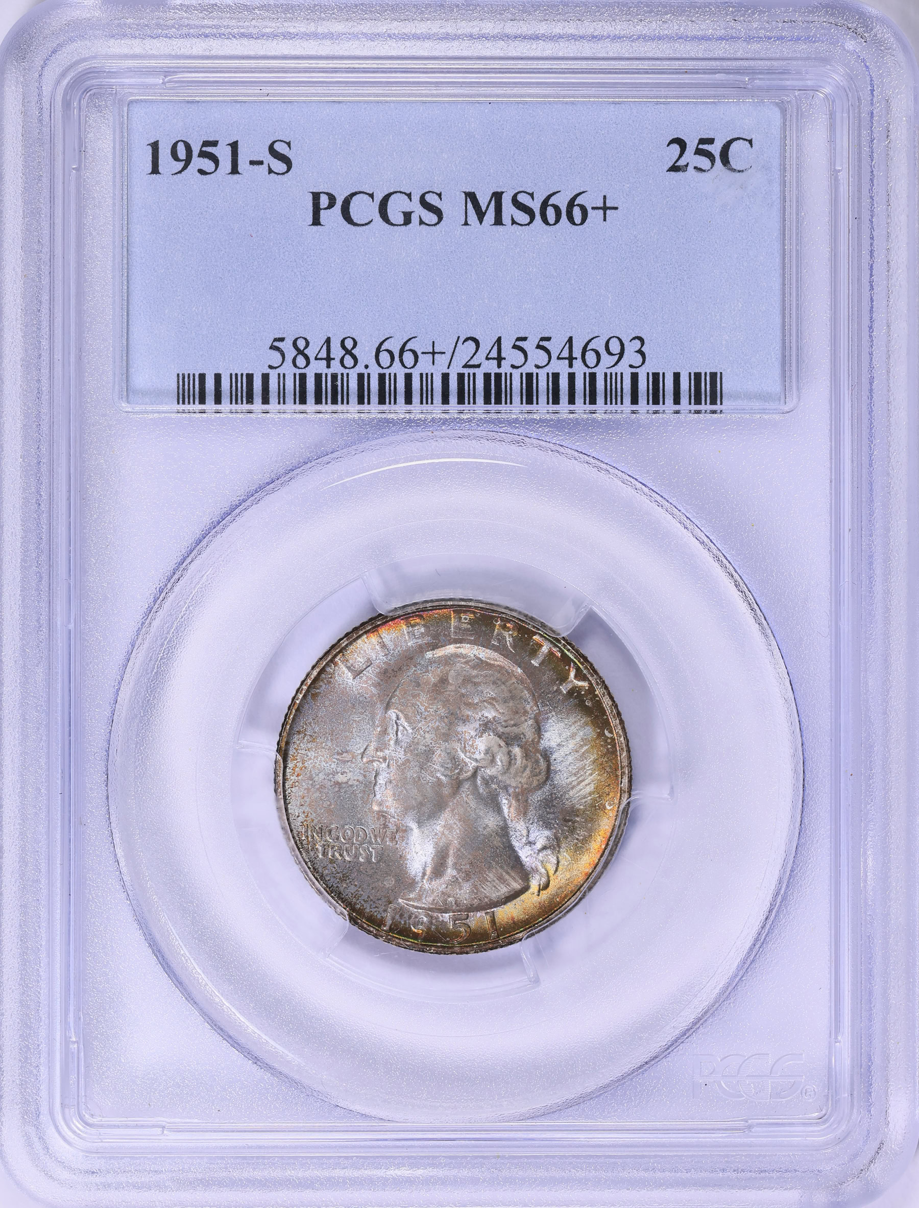 1951-S Washington Quarter PCGS MS-66+ (Toned) (Item 1826924) | GreatCollections Coin Auctions