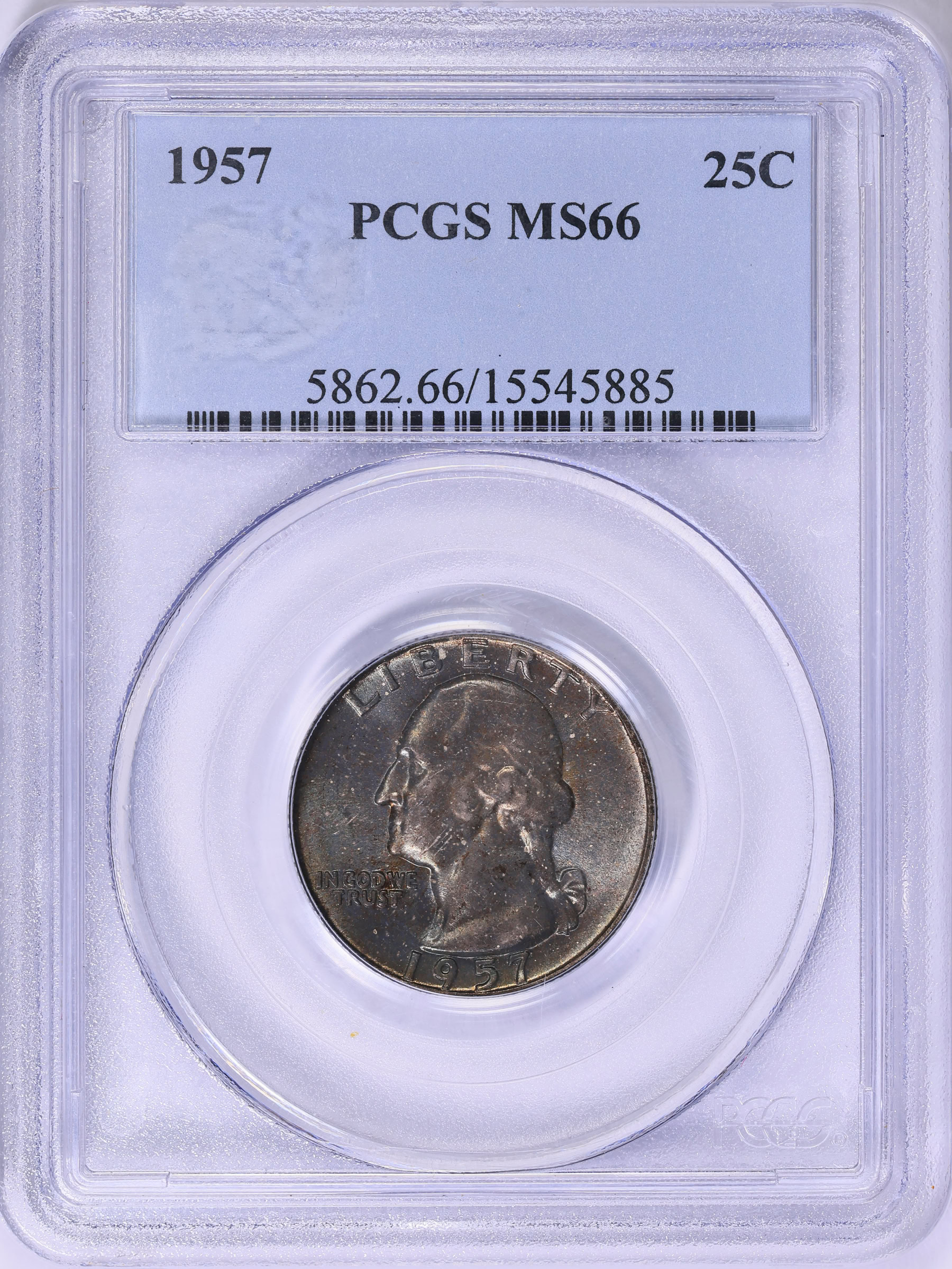 1957 Washington Quarter PCGS MS-66 (Toned) (Item 1826925) | GreatCollections Coin Auctions