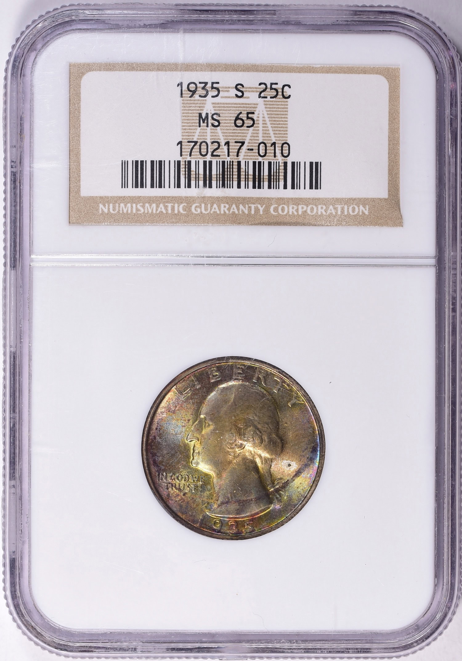 1935-S Washington Quarter NGC MS-65 (Toned) (Item 1826934) | GreatCollections Coin Auctions