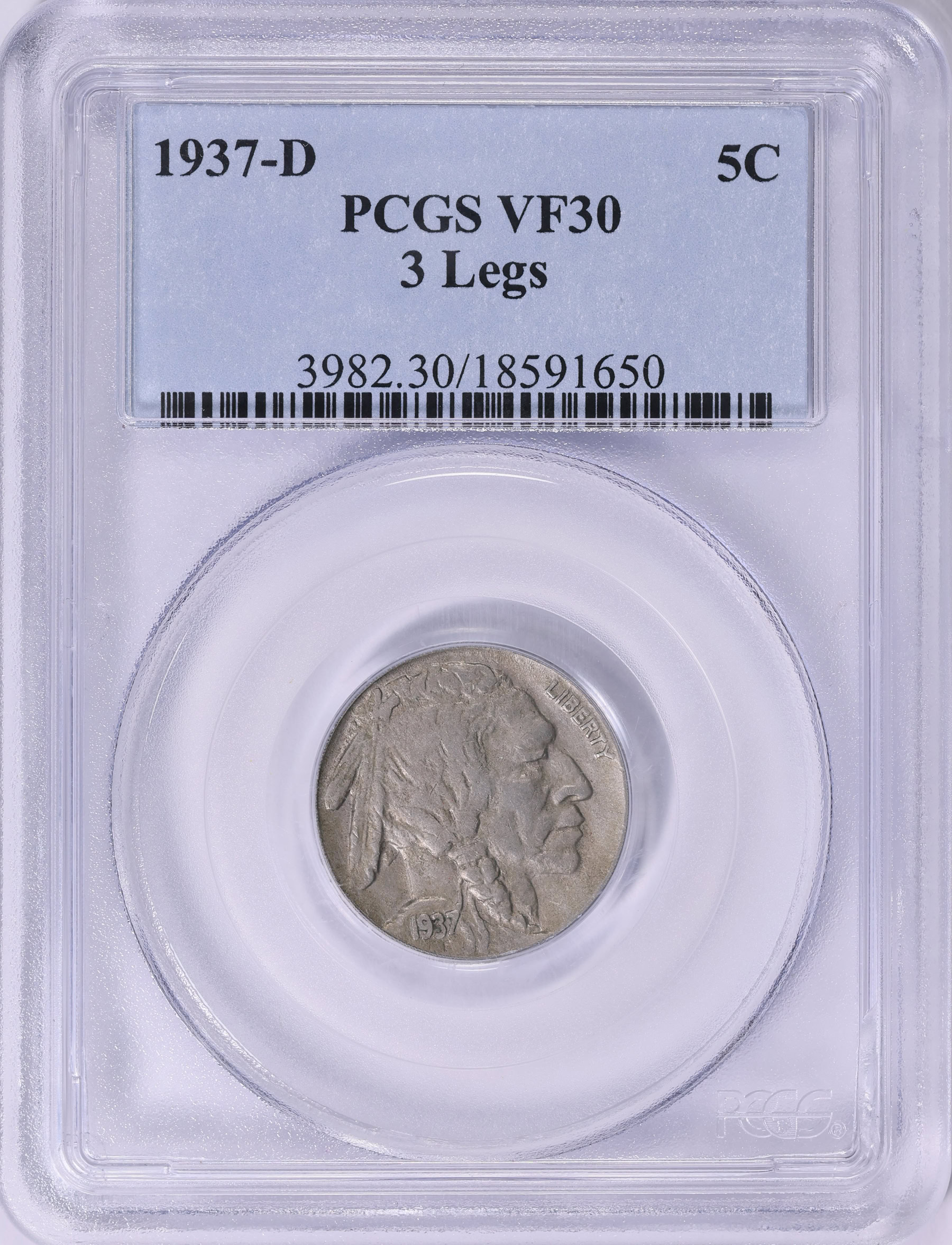 1937-D Buffalo Nickel 3 Legs PCGS VF-30 (Item 1826947) | GreatCollections Coin Auctions