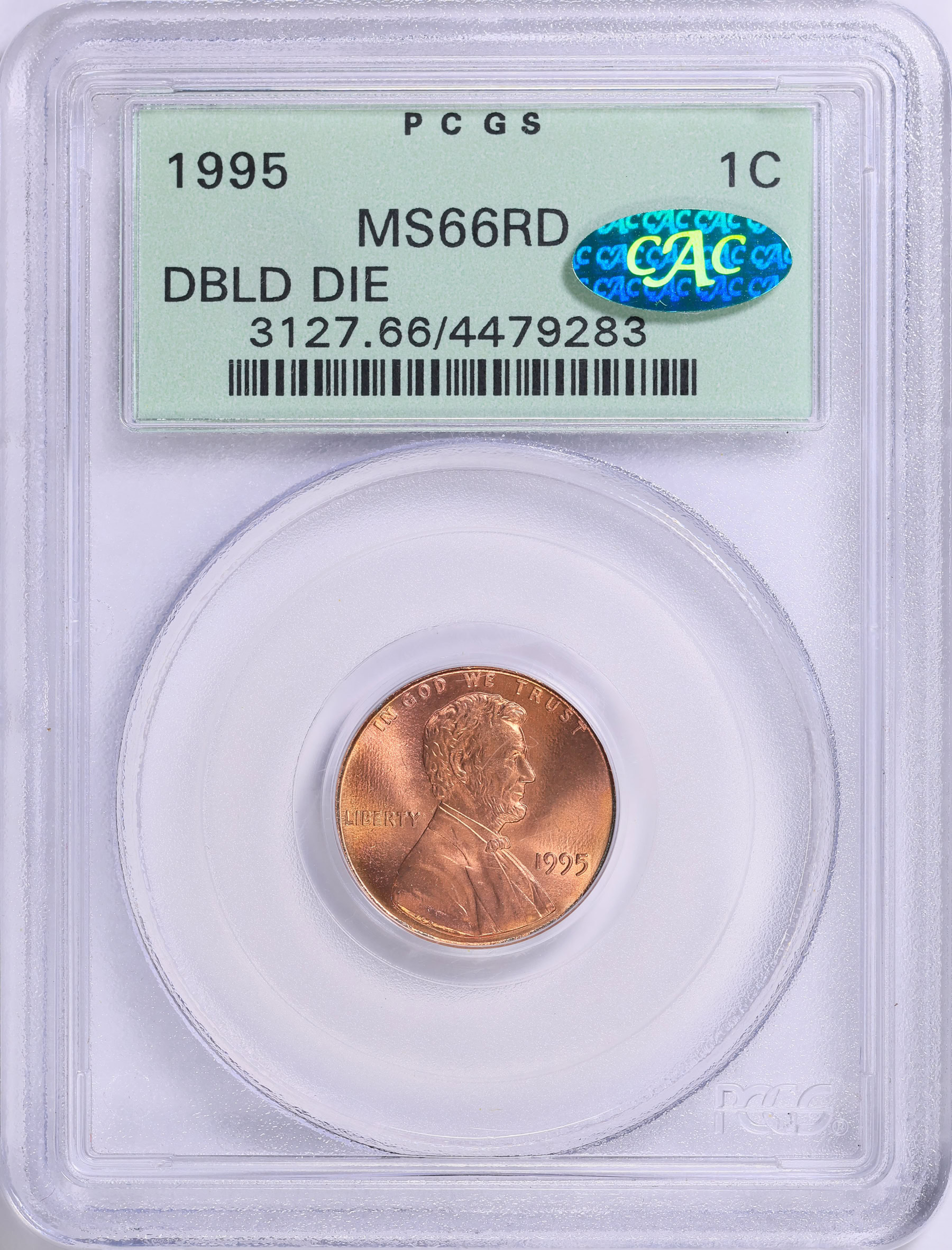 1995 Lincoln Cent Doubled Die Obverse PCGS MS-66 RD (CAC Green) OGH (Item 1826971 ...