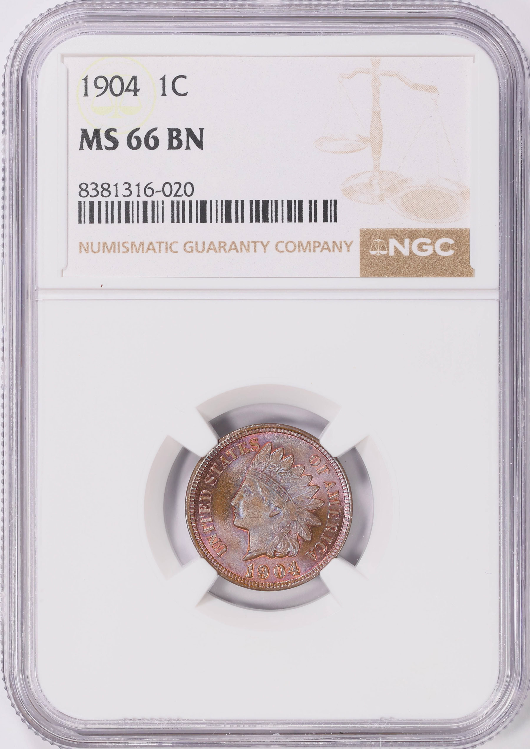 1904 Indian Cent NGC MS-66 BN (Toned) (Item 1826977) | GreatCollections Coin Auctions