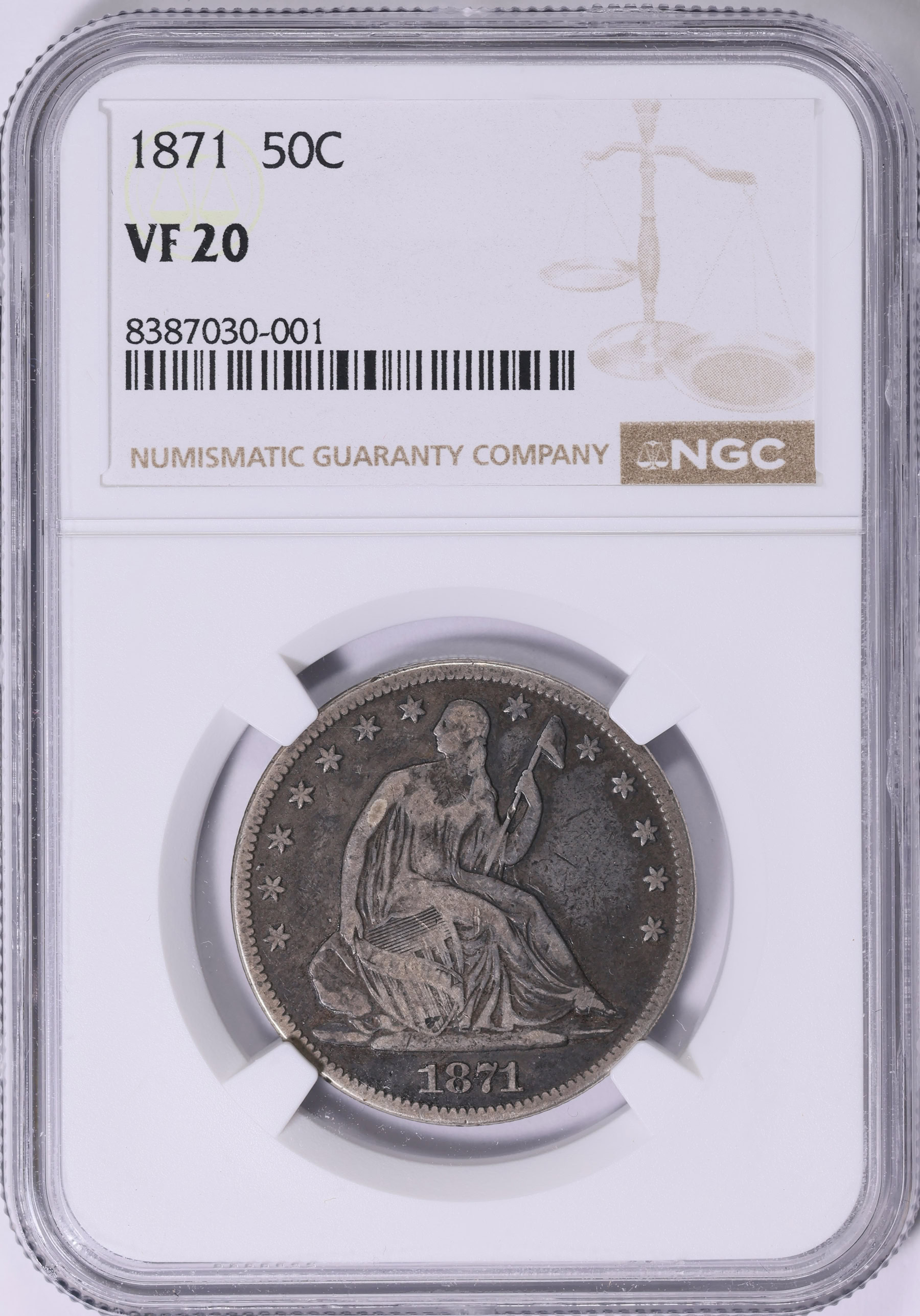 1871 Seated Liberty Half Dollar NGC VF-20 (Item 1826987) | GreatCollections Coin Auctions