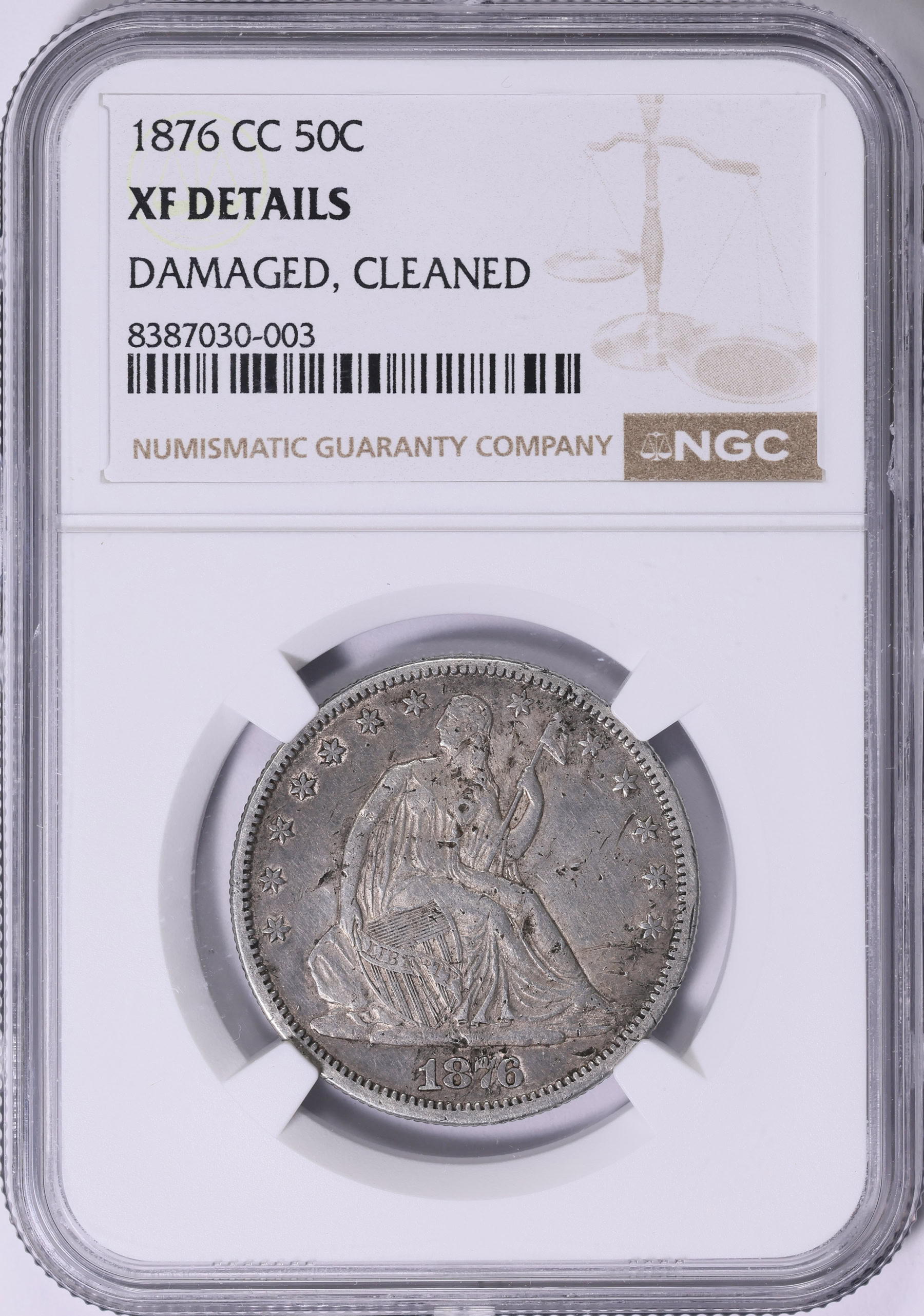 1876-CC Seated Liberty Half Dollar NGC XF Details (Item 1826989) | GreatCollections Coin Auctions