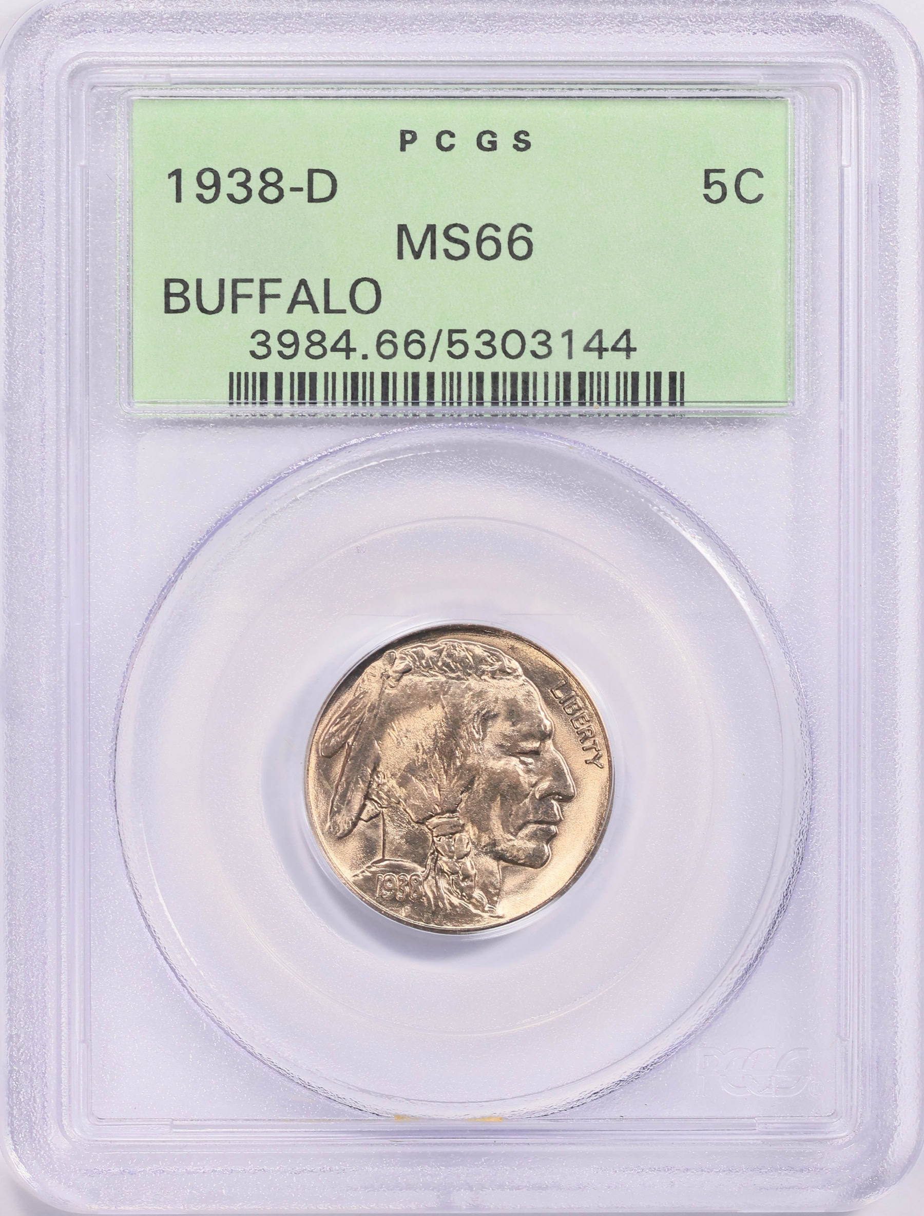 1938-D Buffalo Nickel PCGS MS-66 OGH (Item 1827053) | GreatCollections Coin Auctions