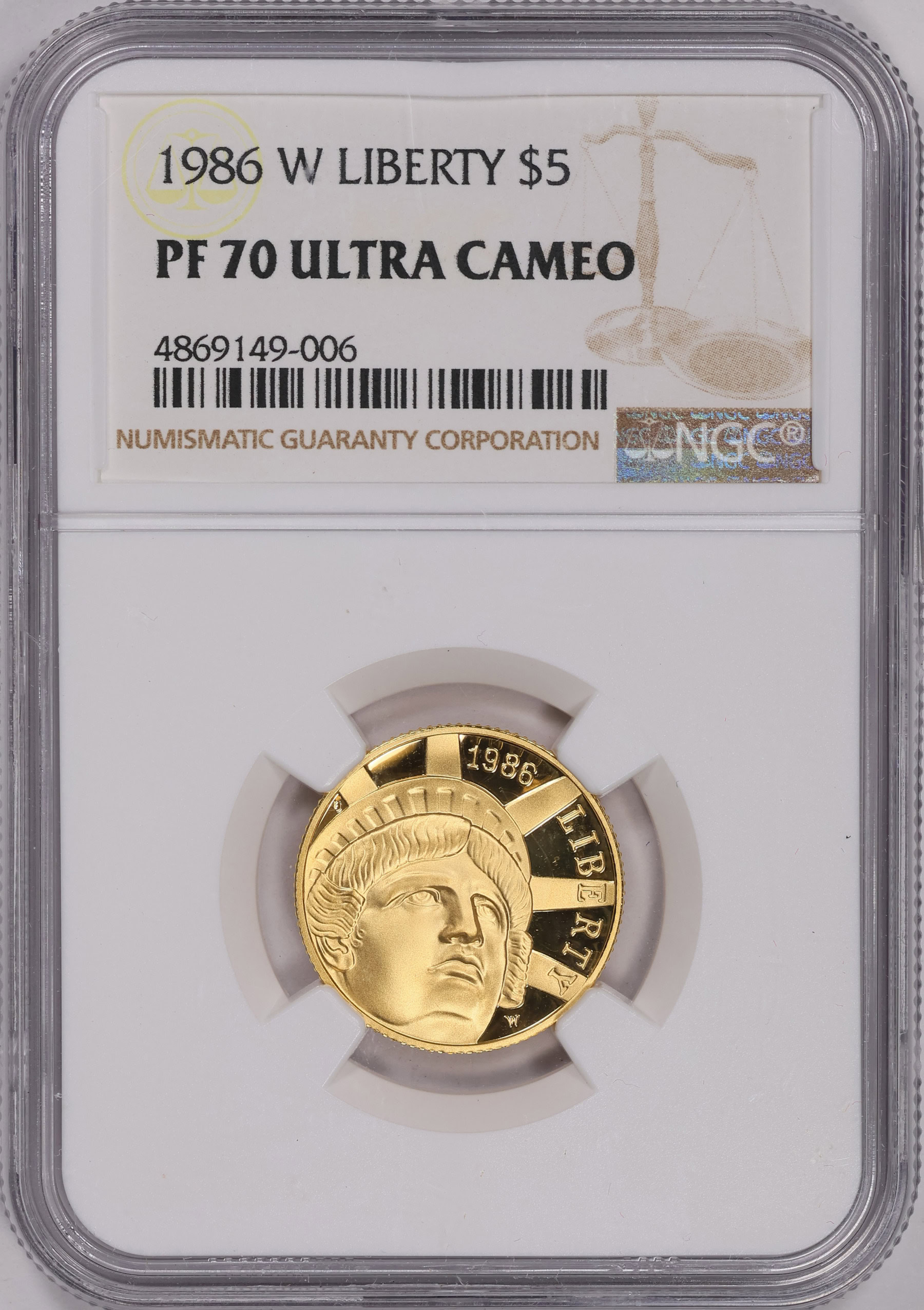 1986-W Statue of Liberty Centennial Gold $5 NGC Proof-70 UC (Item ...