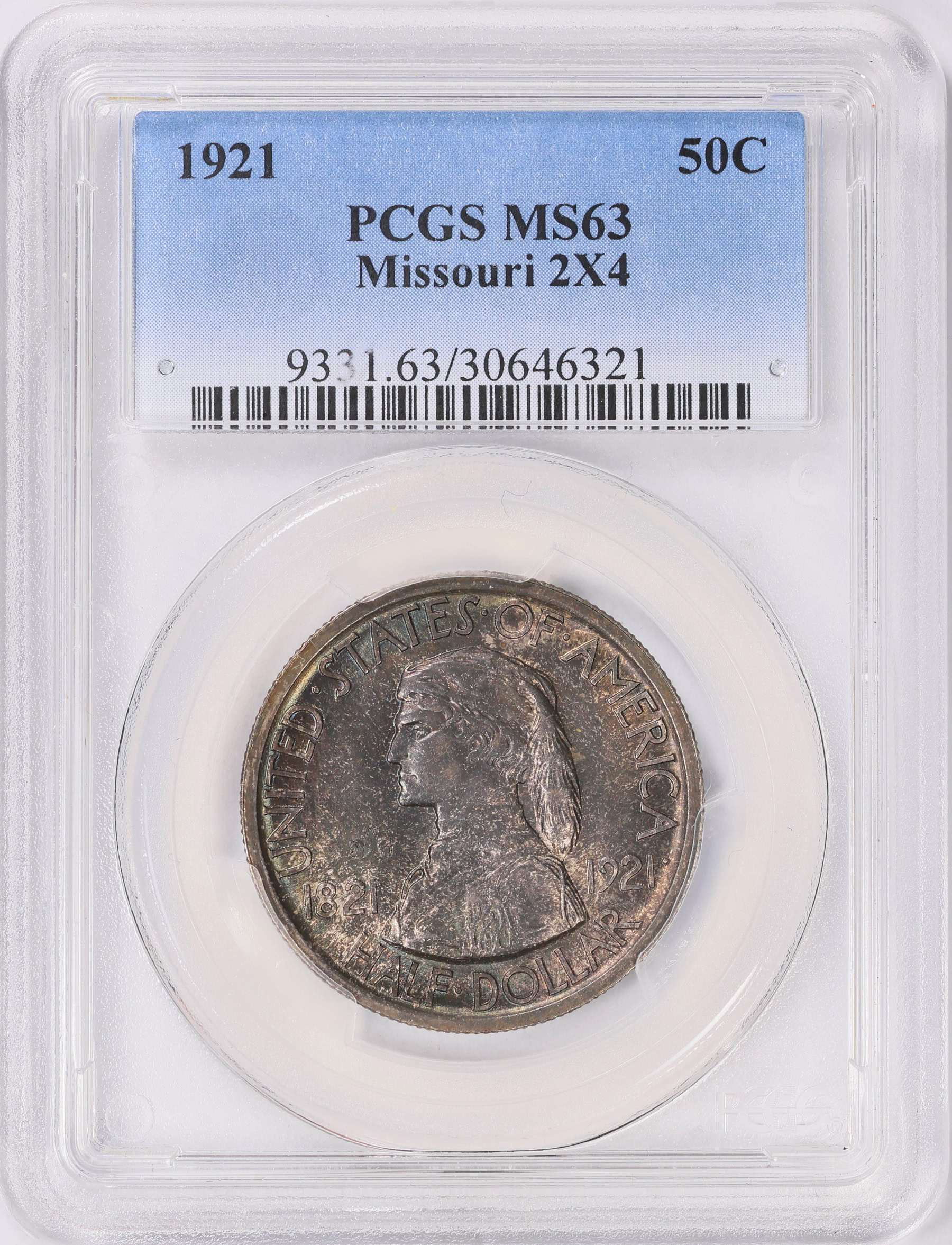 1921 Missouri Centennial Half Dollar 2x4 PCGS MS-63 (Toned) (Item ...