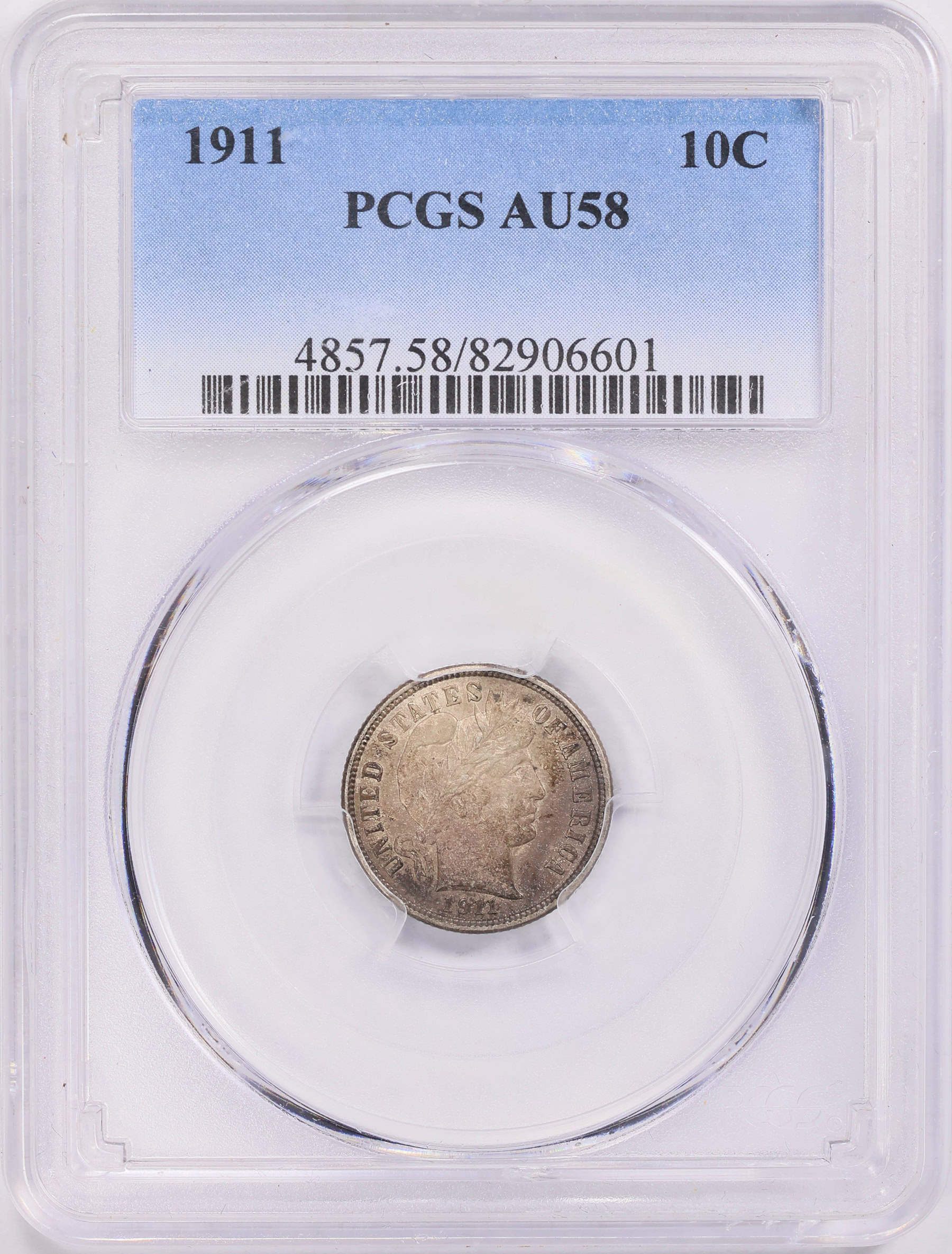 1911 Barber Dime PCGS AU-58 (Item 1827130) | GreatCollections Coin Auctions