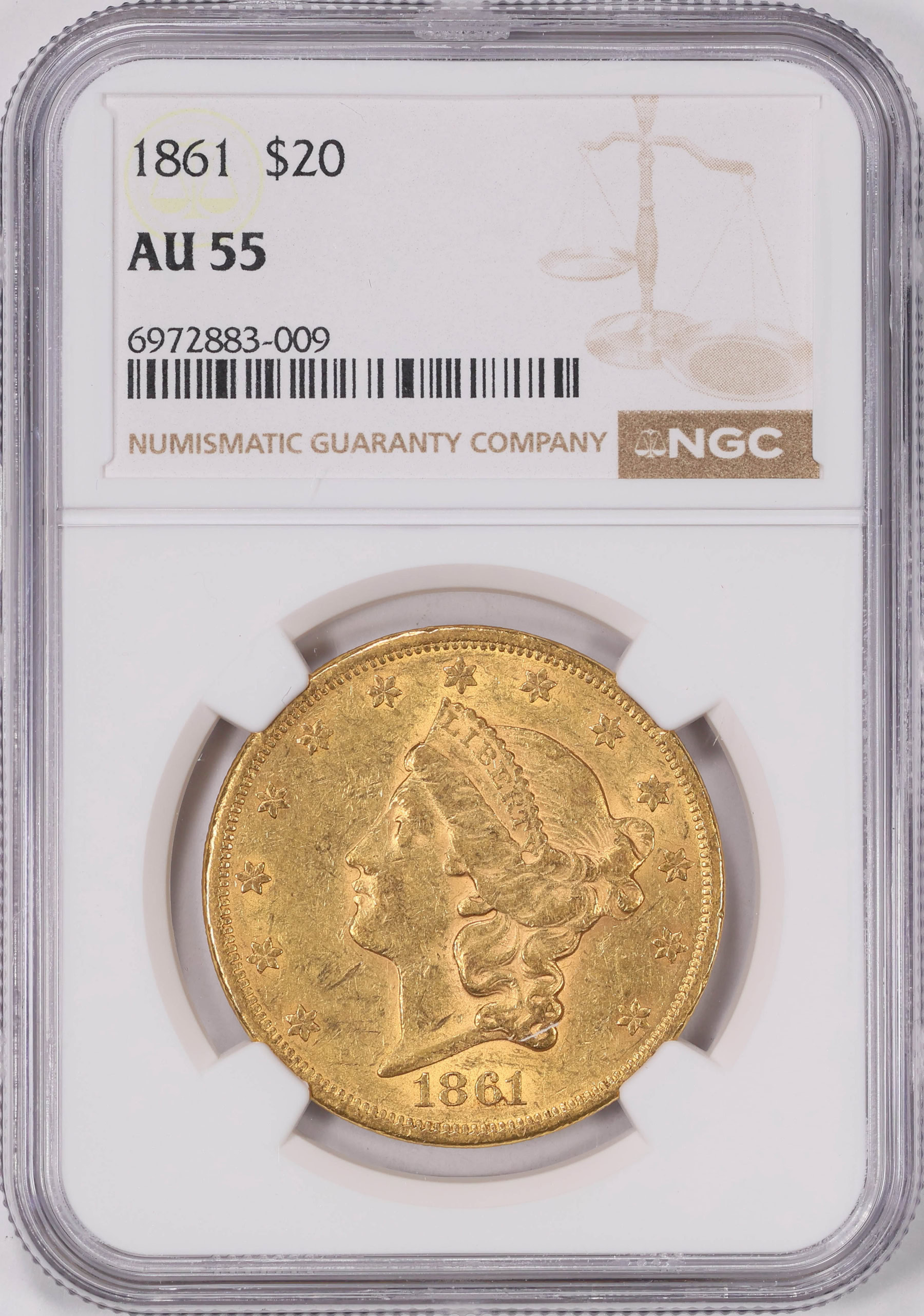 1861 Liberty Gold Double Eagle NGC AU-55 (Item 1827272) | GreatCollections Coin Auctions