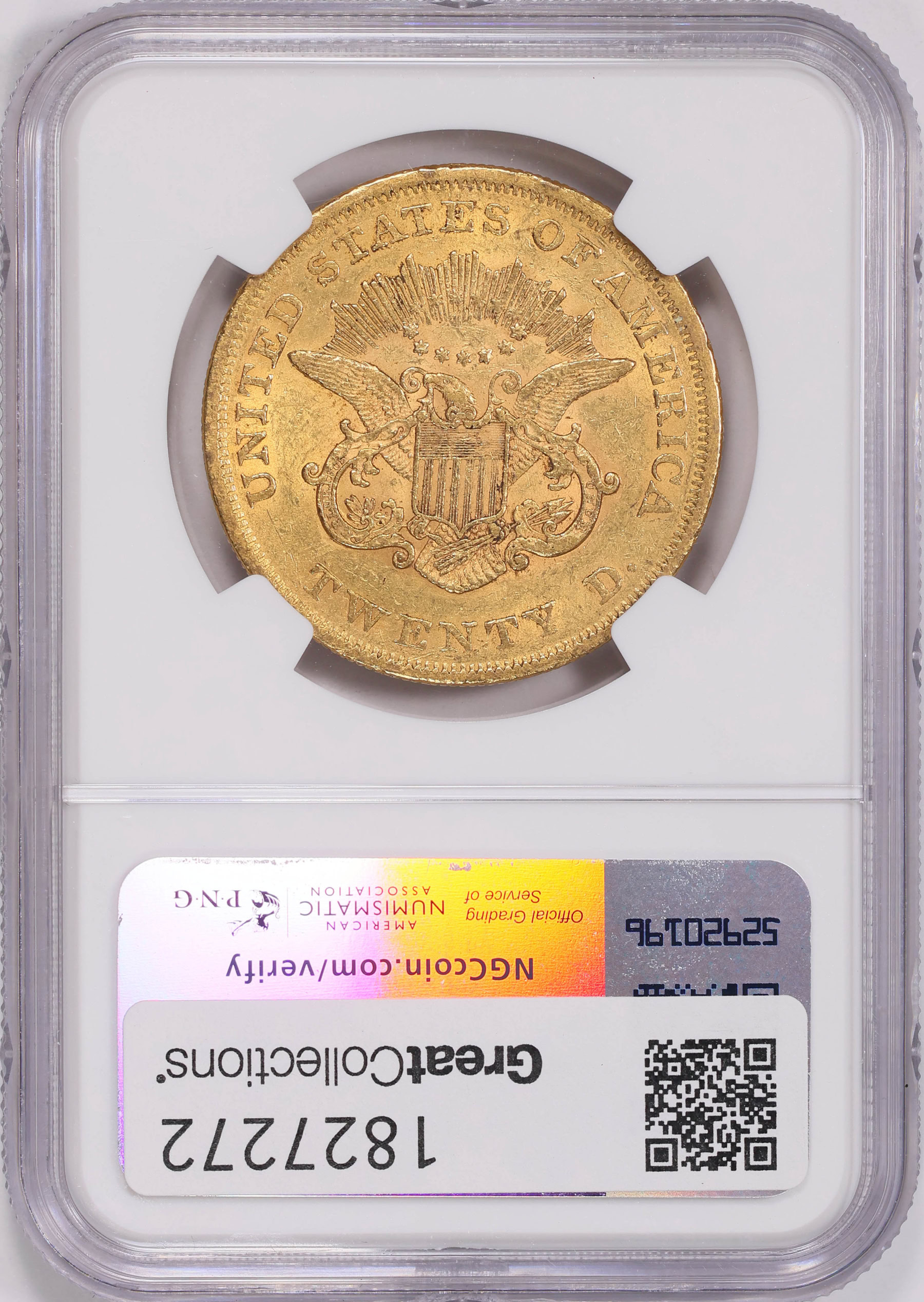 1861 Liberty Gold Double Eagle NGC AU-55 (Item 1827272) | GreatCollections Coin Auctions