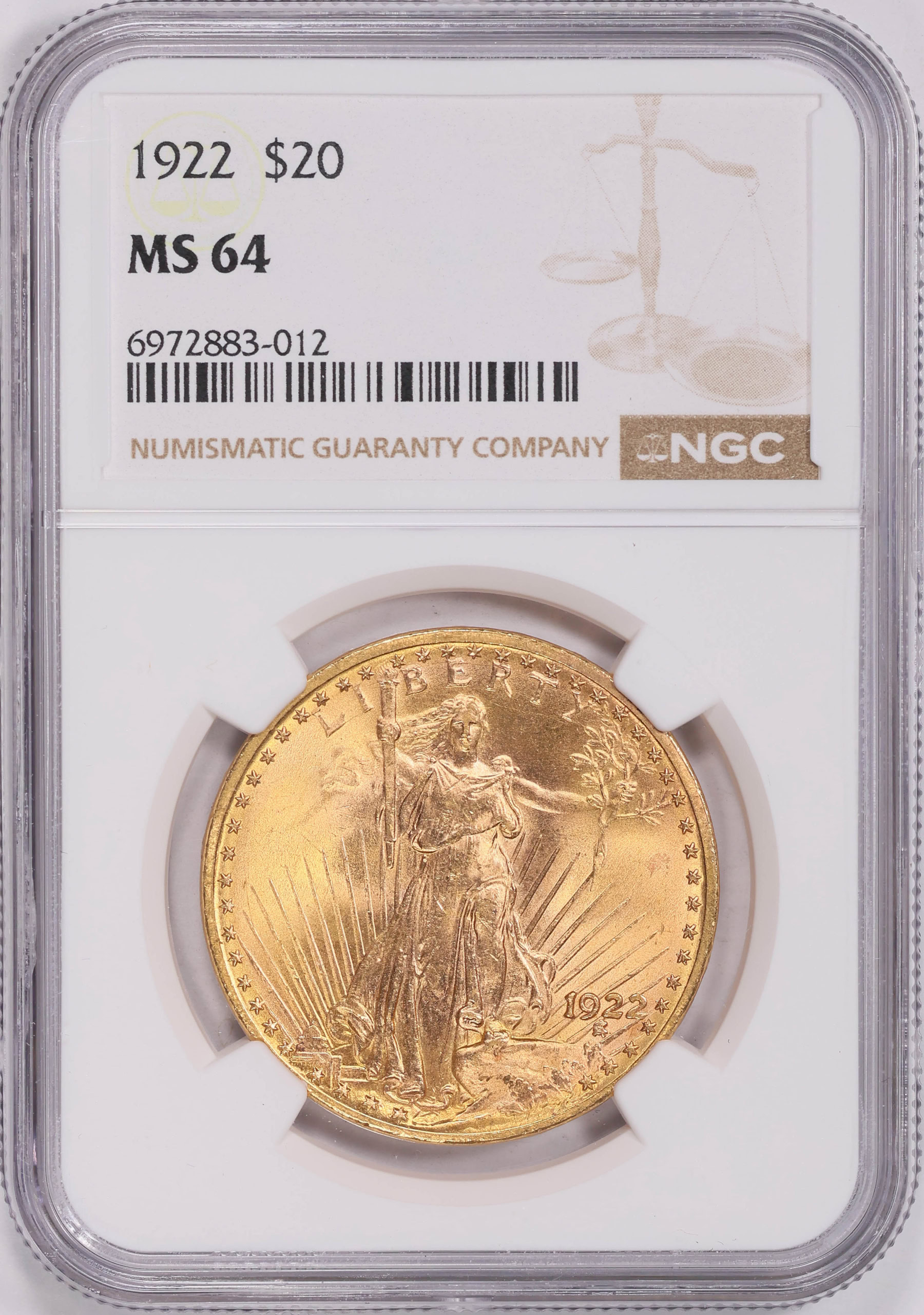 1922 Saint-Gaudens Gold Double Eagle NGC MS-64 (Item 1827277) | GreatCollections Coin Auctions