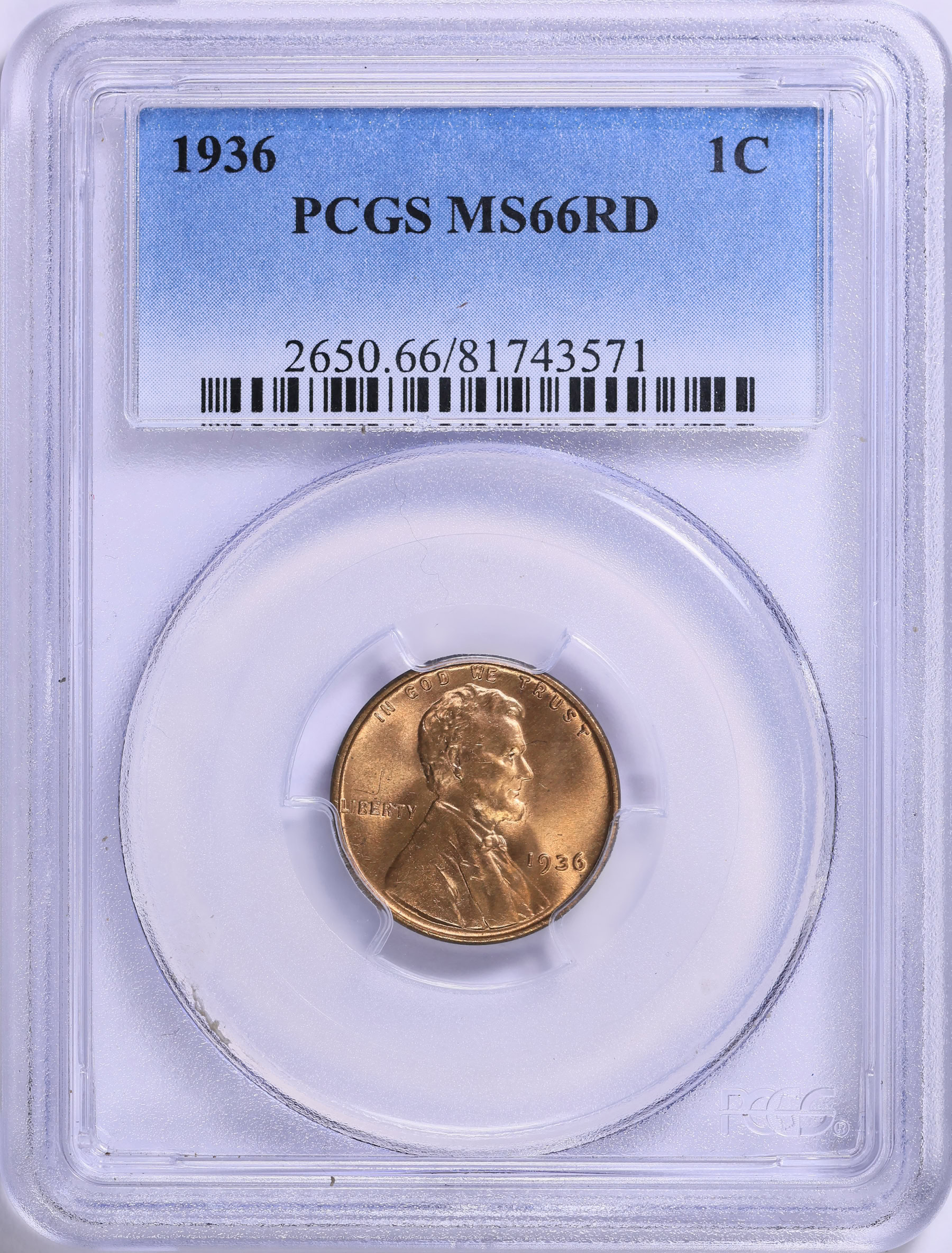 1936 Lincoln Cent PCGS MS-66 RD (Item 1827301) | GreatCollections Coin Auctions