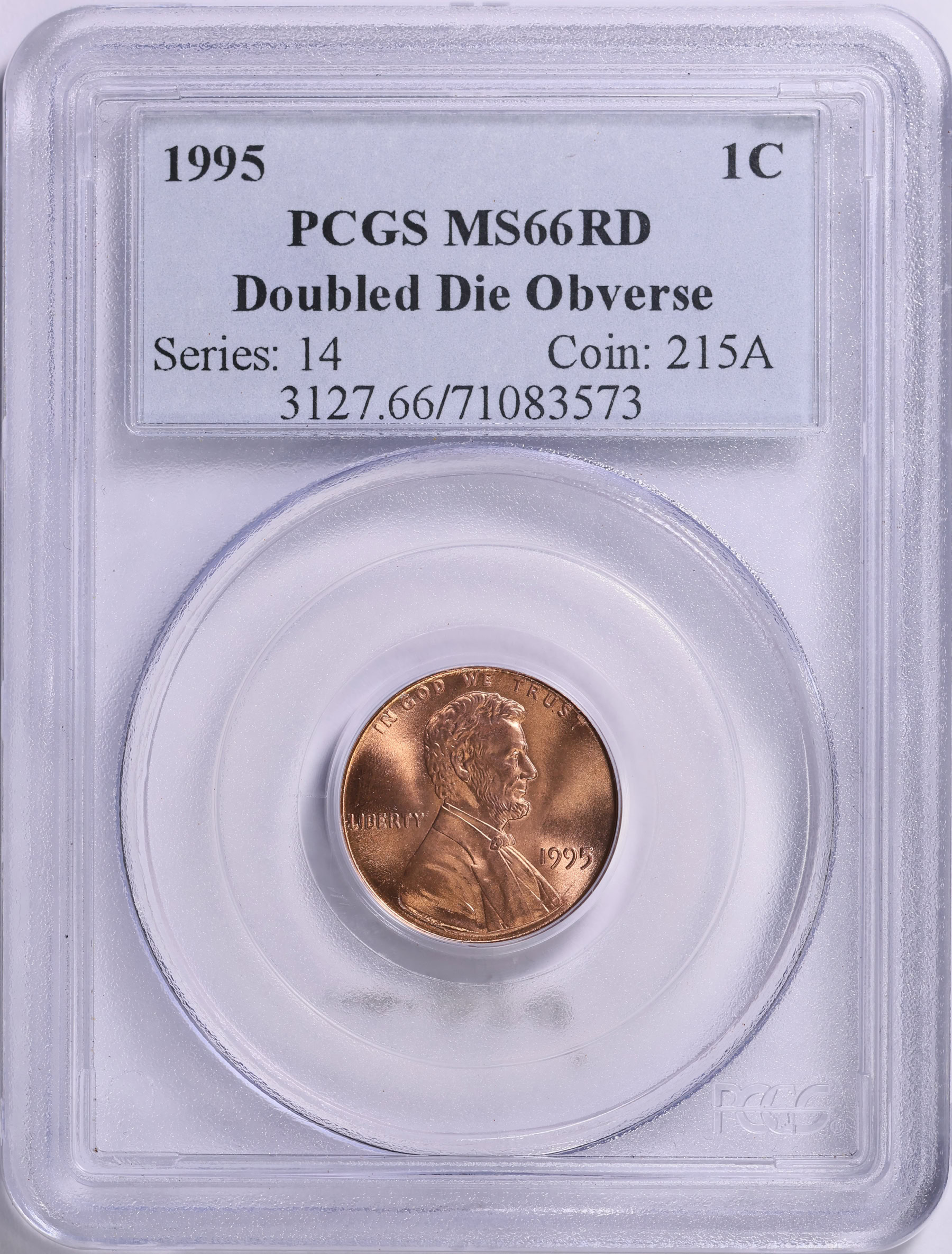 1995 Lincoln Cent Doubled Die Obverse PCGS MS-66 RD (Item 1827311 ...
