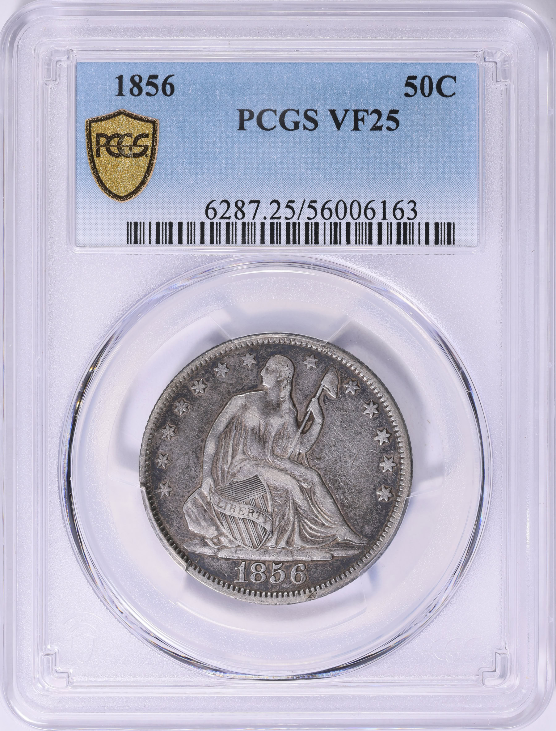 1856 Seated Liberty Half Dollar PCGS VF-25 (Item 1827397) | GreatCollections Coin Auctions