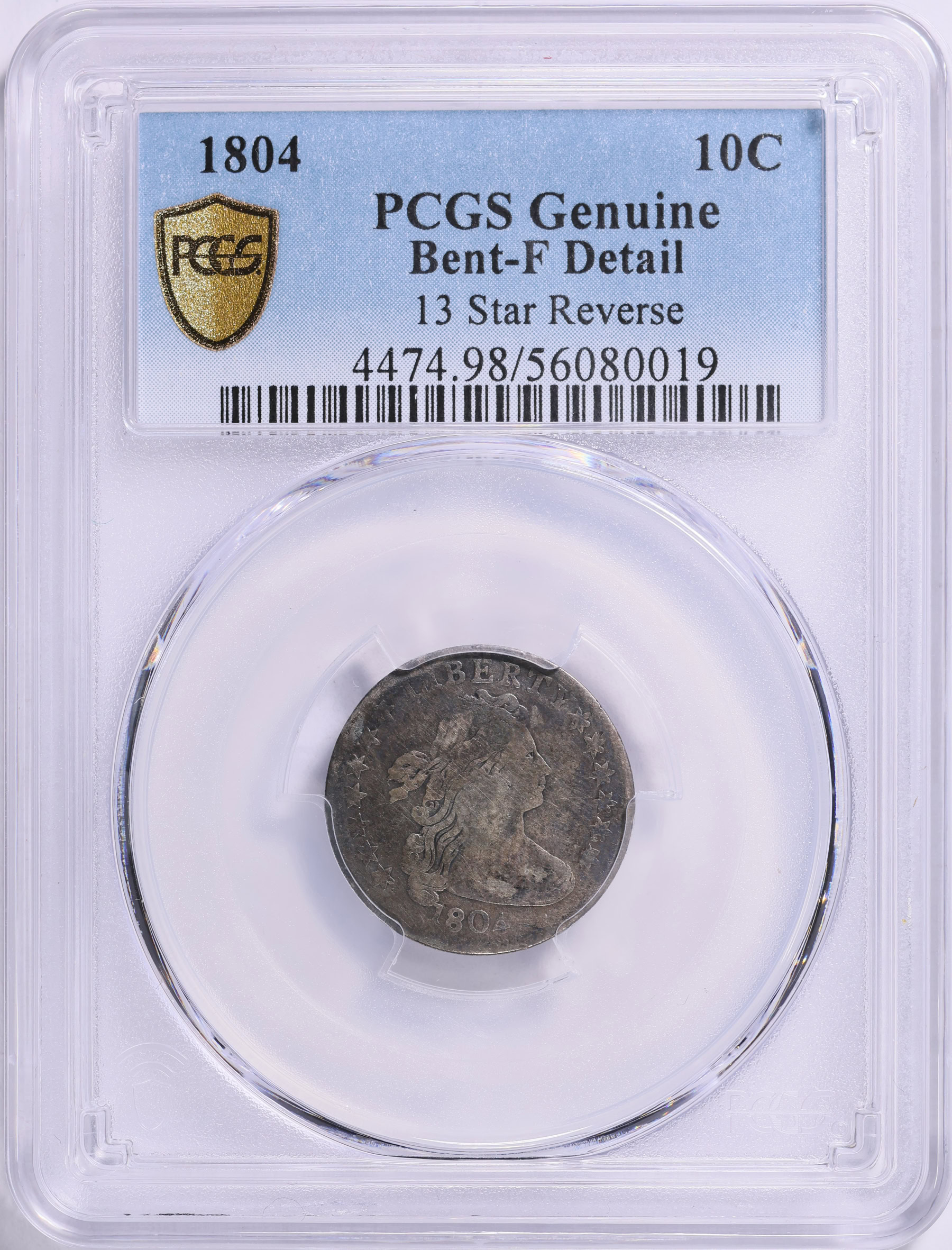 1804 Draped Bust Dime 13 Stars Reverse PCGS Genuine Fine Details (Item ...