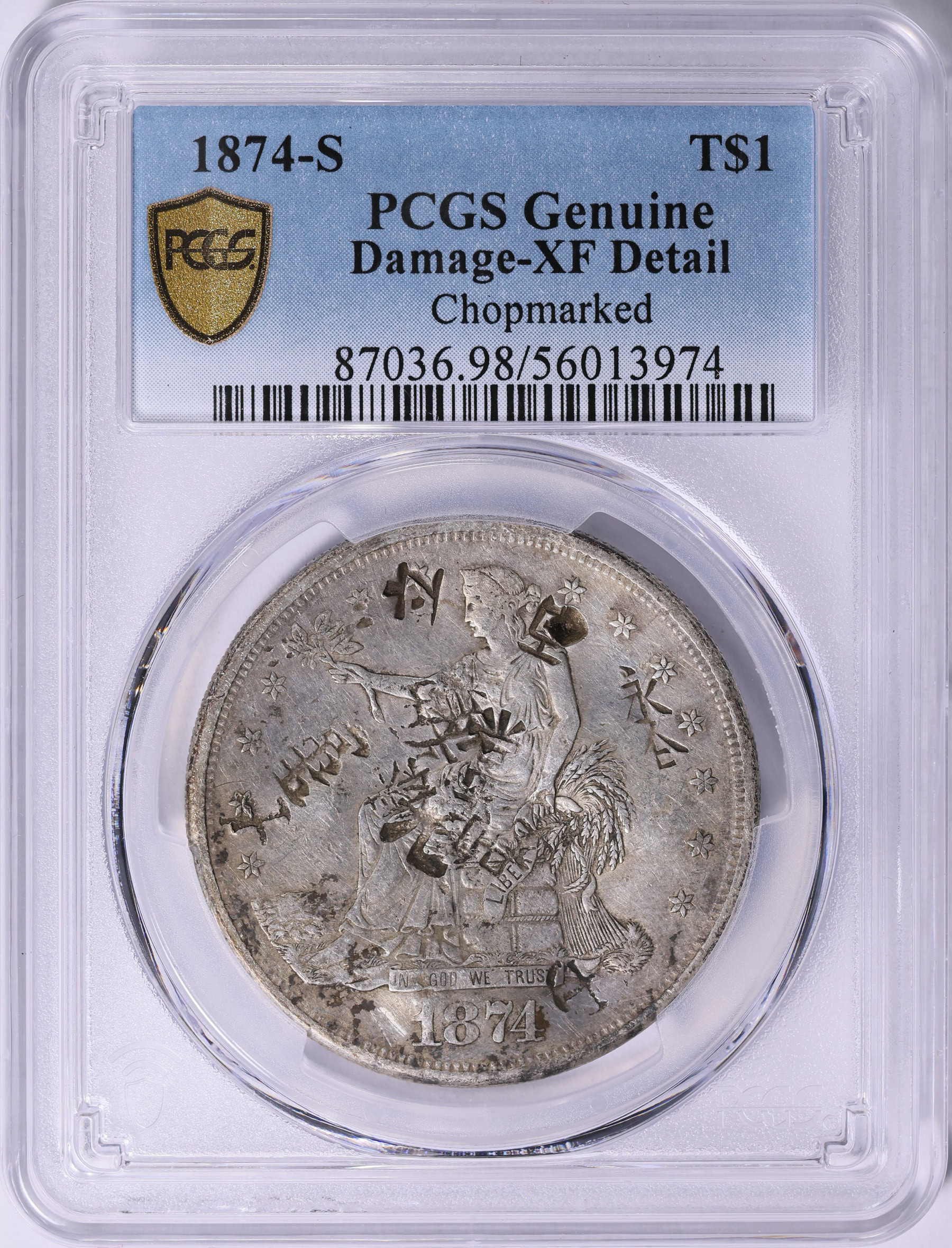 1874-S Trade Silver Dollar Chop Mark PCGS Genuine XF Details (Item ...