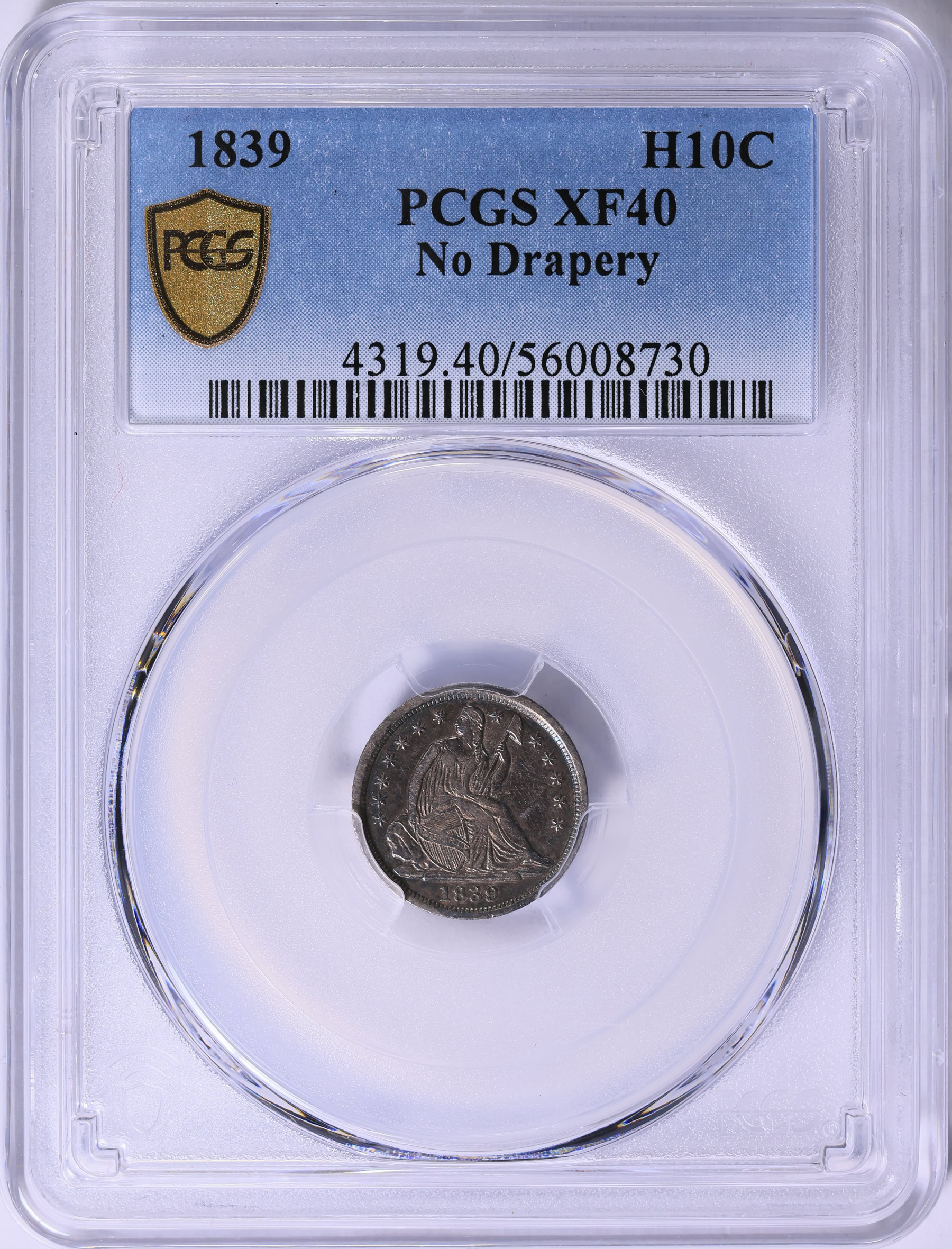 1839 Seated Liberty Half Dime No Drapery PCGS XF-40 (Toned) (Item 1827432) | GreatCollections ...
