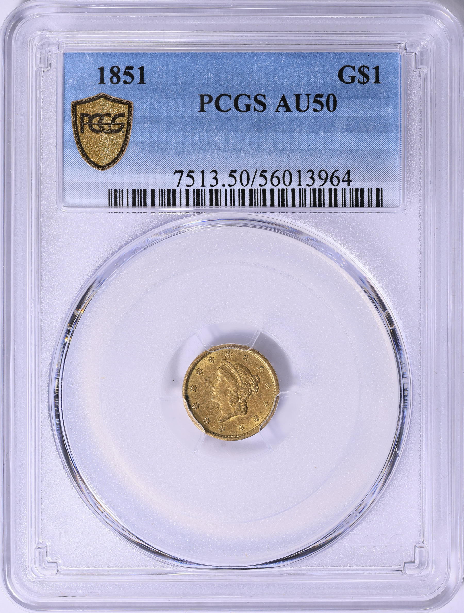 1851 Liberty Gold Dollar PCGS AU-50 (Item 1827452) | GreatCollections Coin Auctions