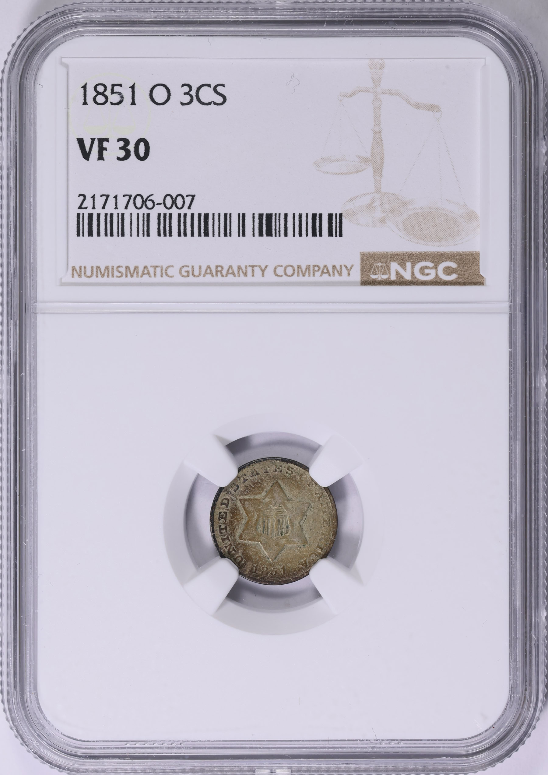 1851-O Silver Three-Cent Piece NGC VF-30 (Toned) (Item 1827488 ...