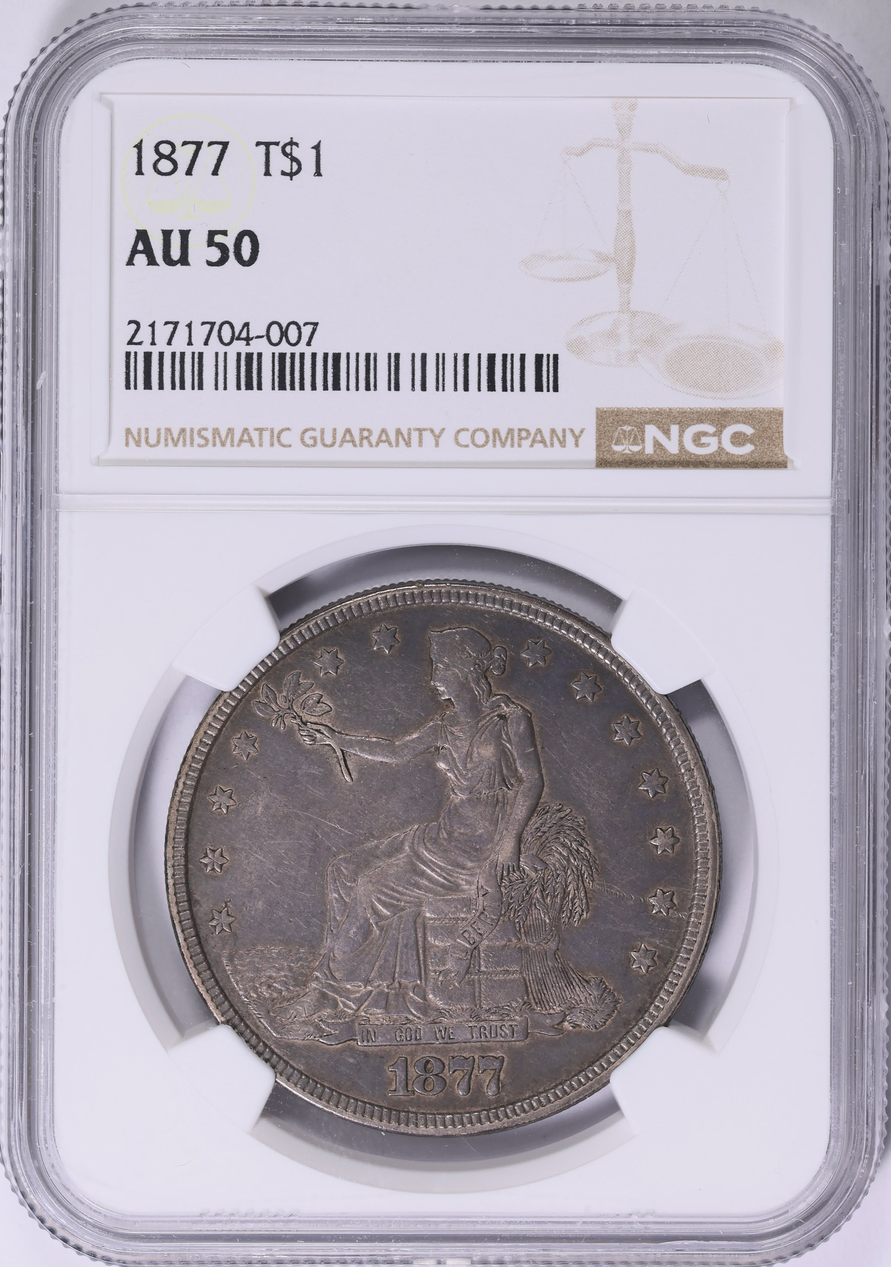 1877 Trade Silver Dollar NGC AU-50 (Item 1827495) | GreatCollections Coin Auctions