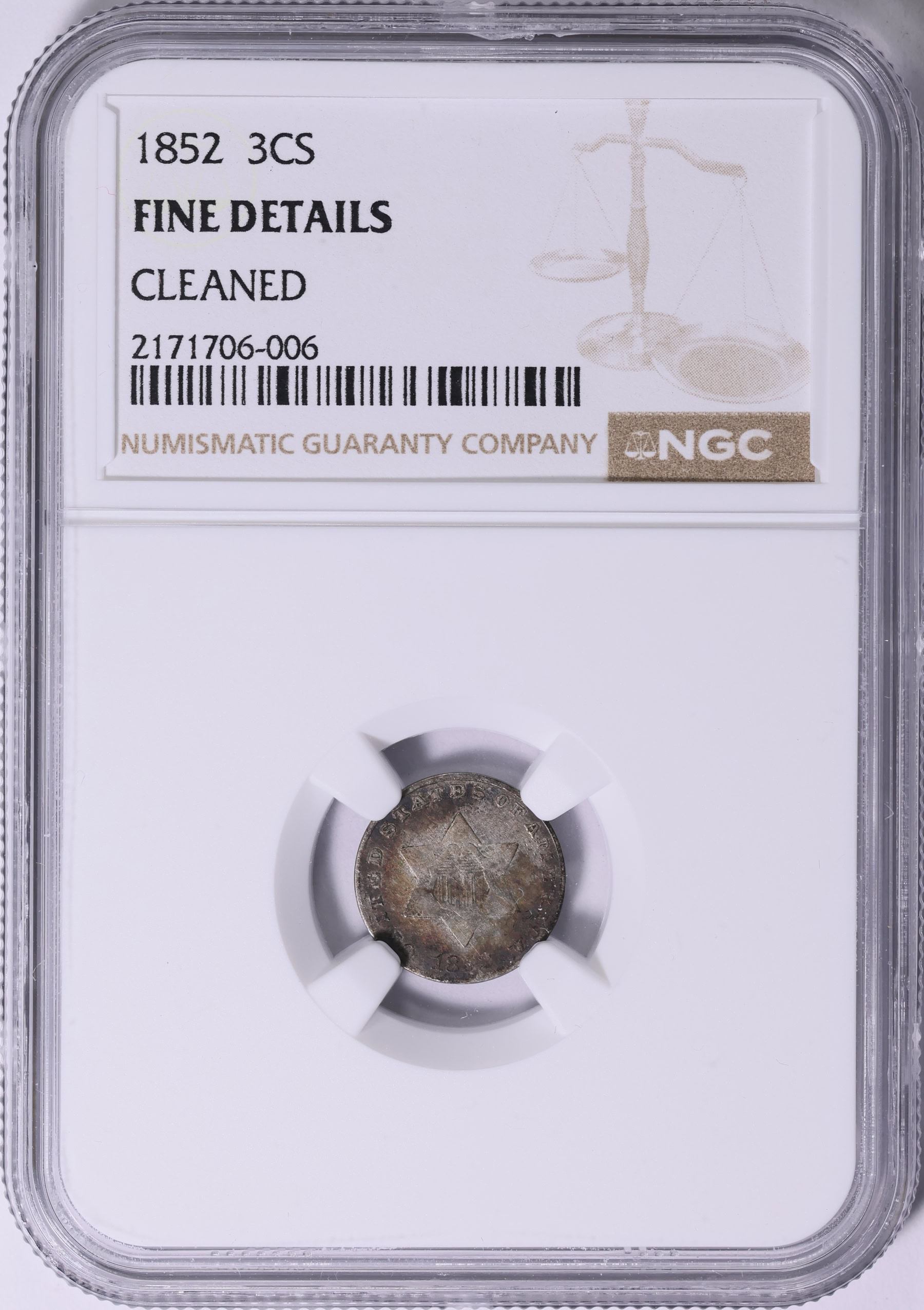1852 Silver Three-Cent Piece NGC Fine Details (Item 1827498 ...