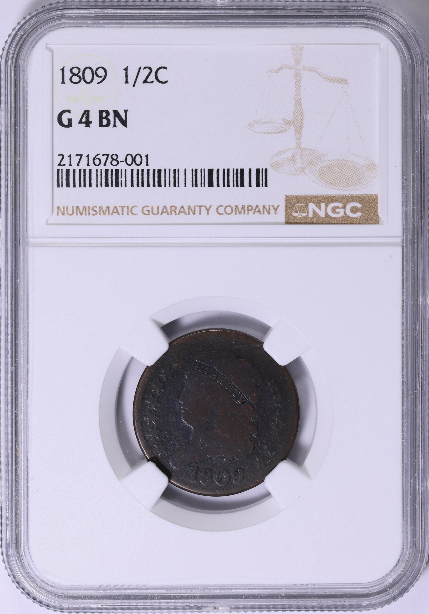 1809 Classic Half Cent NGC G-04 BN (Item 1827510) | GreatCollections ...