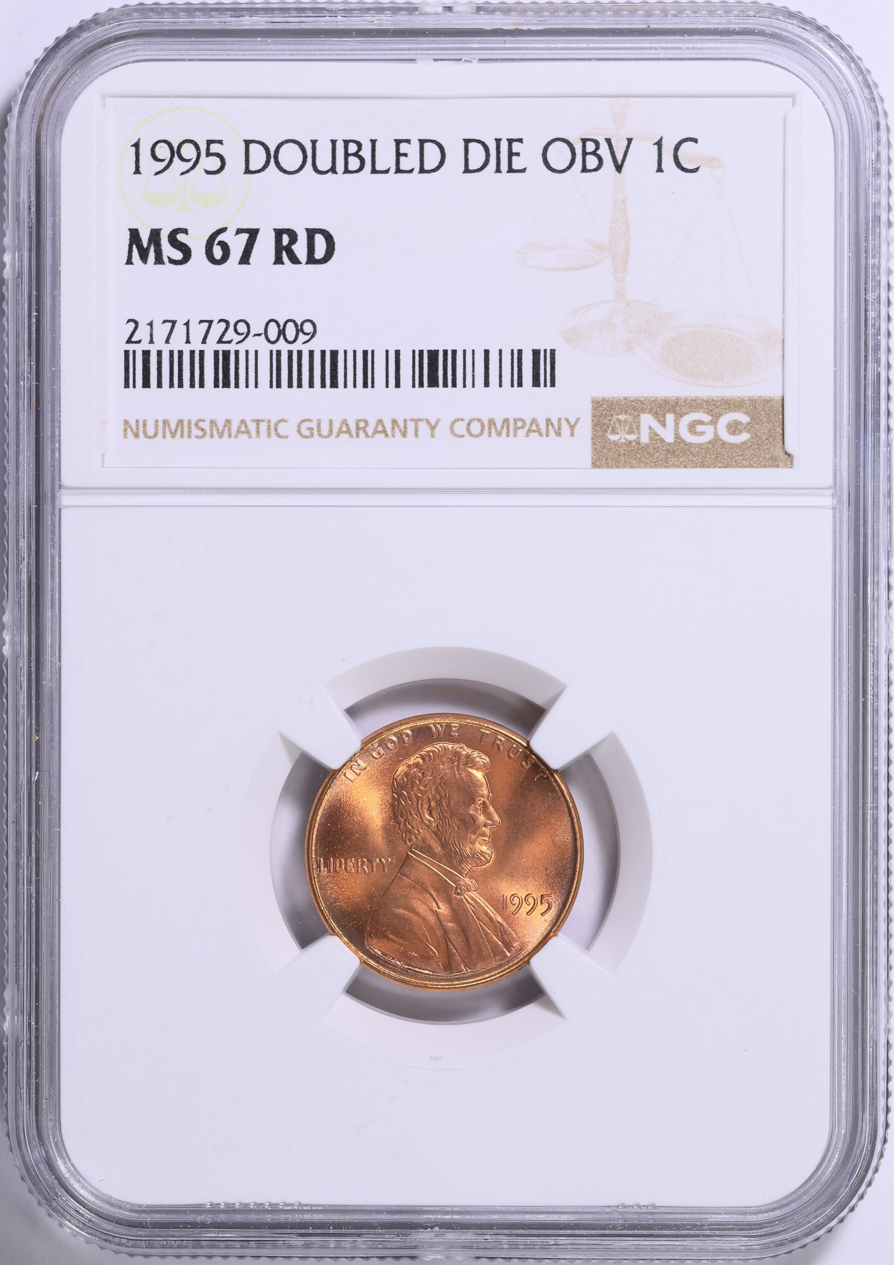 1995 Lincoln Cent Doubled Die Obverse NGC MS-67 RD (Item 1827532 ...
