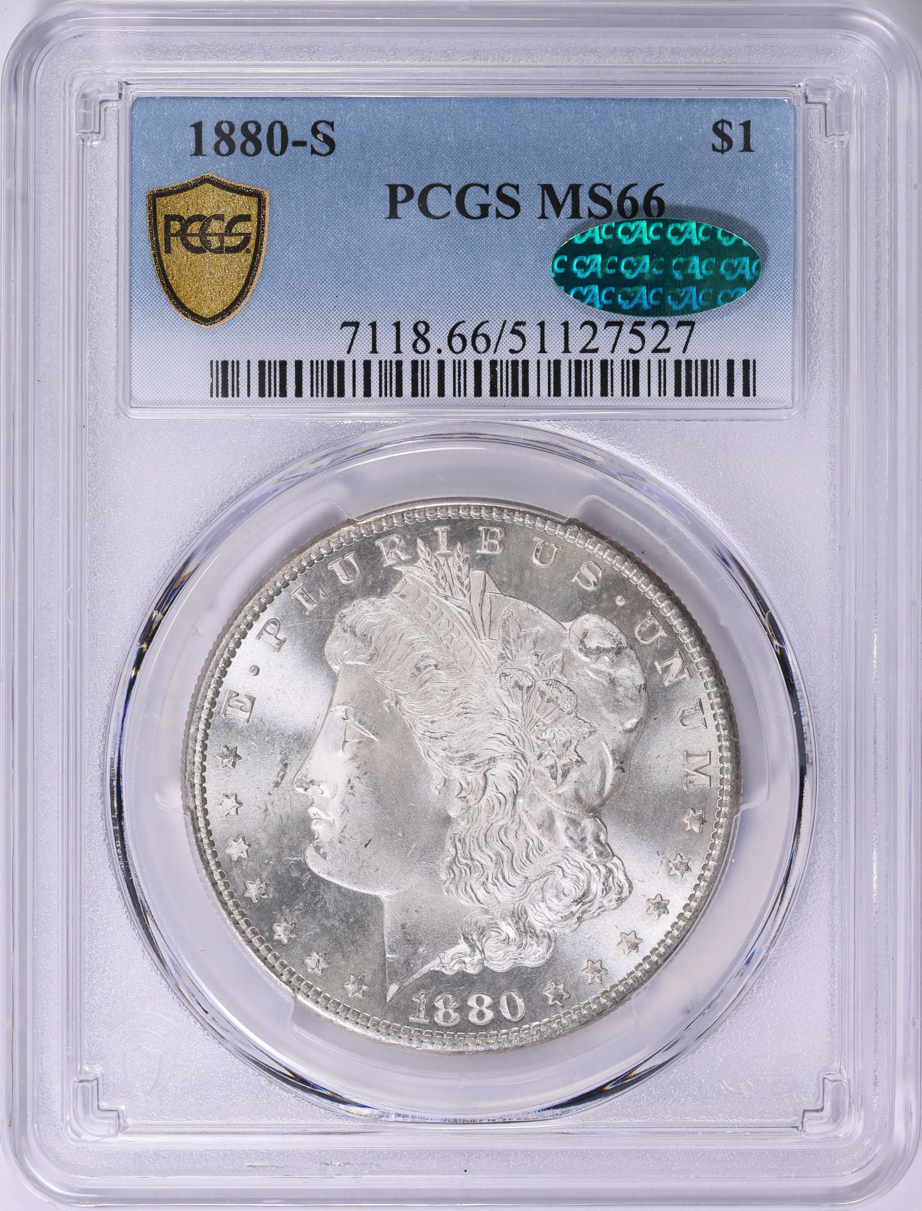 1880-S Morgan Silver Dollar PCGS MS-66 (CAC Green) (Item 1827659) | GreatCollections Coin Auctions
