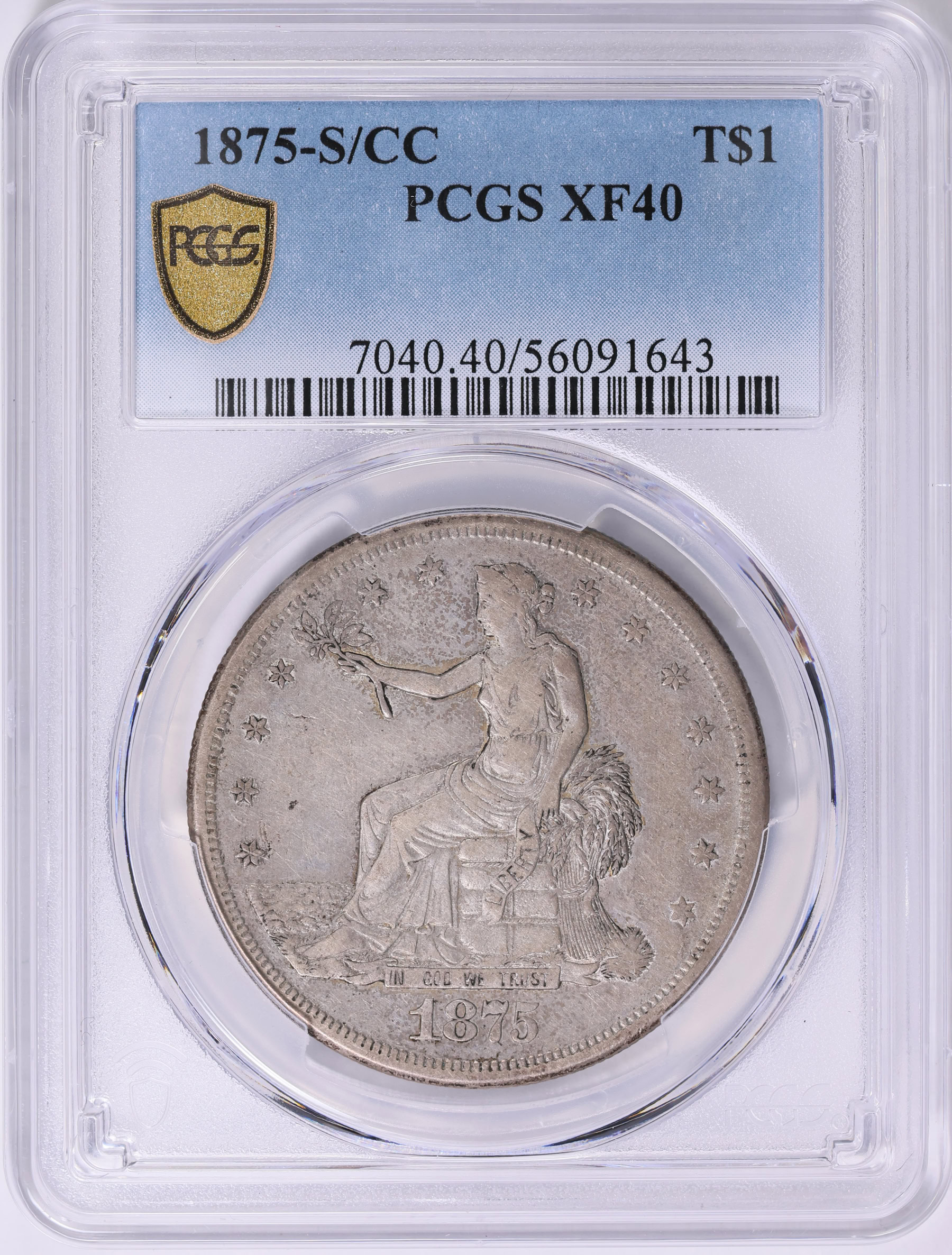 1875-S/CC Trade Silver Dollar PCGS XF-40 (Item 1827688) | GreatCollections Coin Auctions
