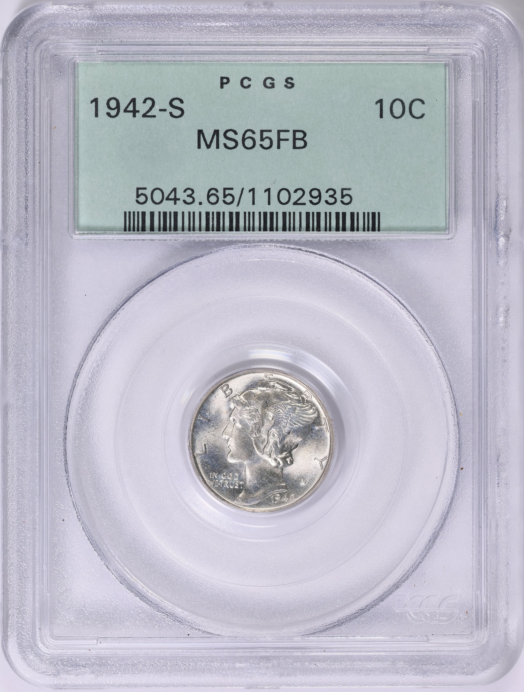 1942-S Mercury Dime PCGS MS-65 FB OGH (Item 1827716) | GreatCollections Coin Auctions