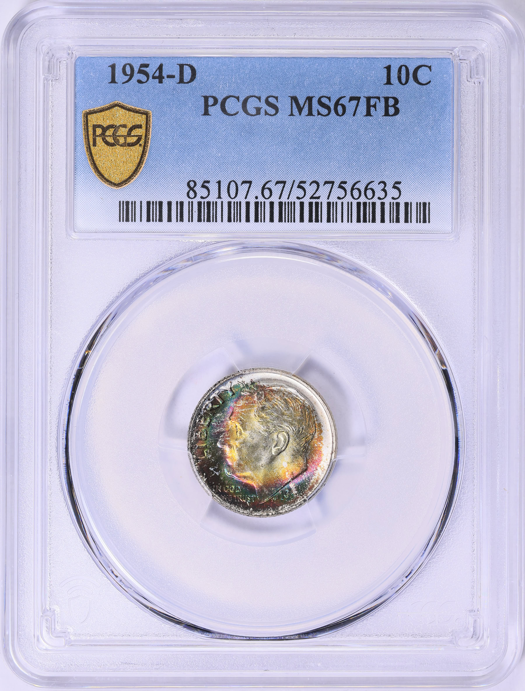 1954-D Roosevelt Dime PCGS MS-67 FB (Toned) (Item 1827747) | GreatCollections Coin Auctions