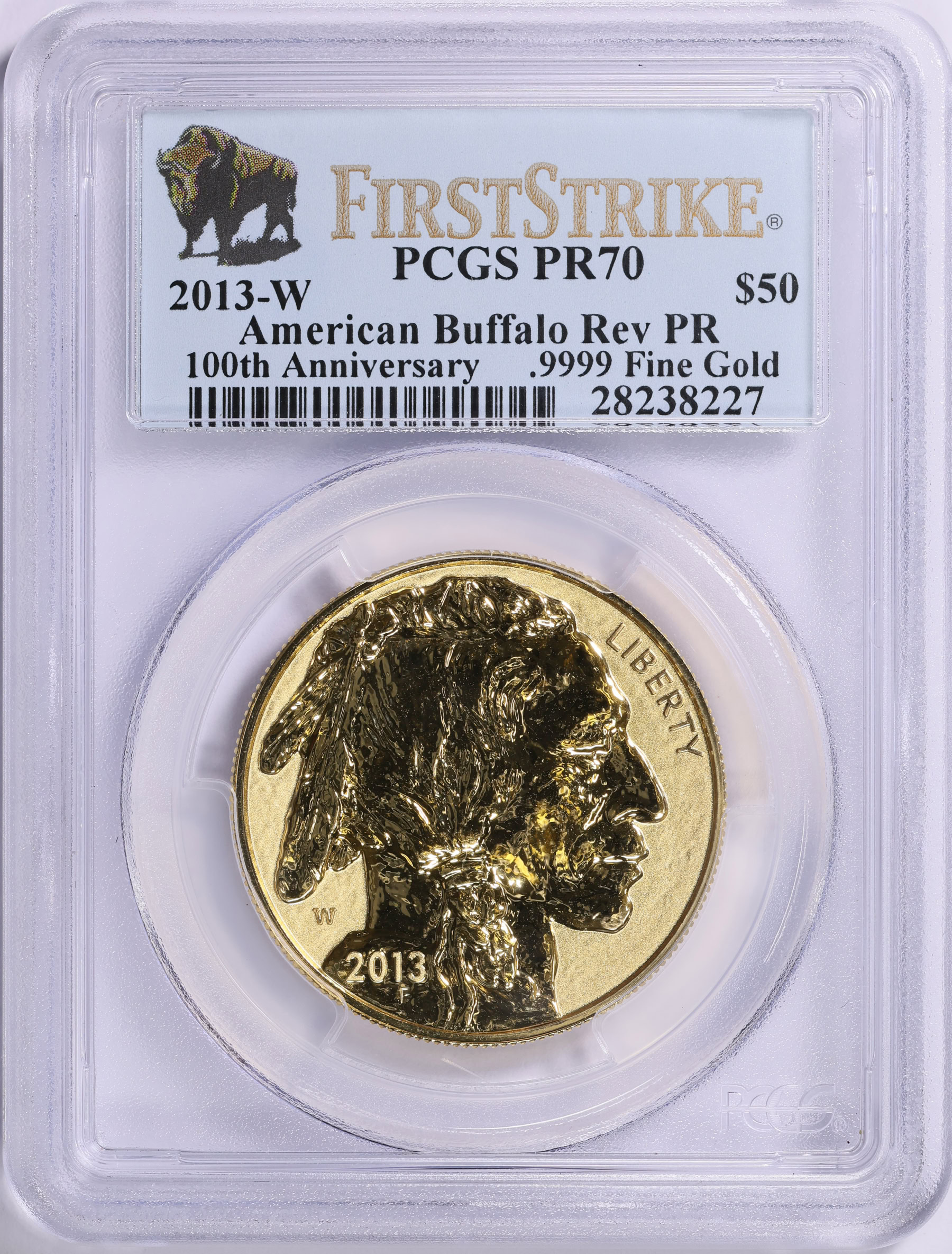 2013-W $50 One-Ounce Gold American Buffalo Reverse Proof First Strike PCGS Proof-70 (Item ...