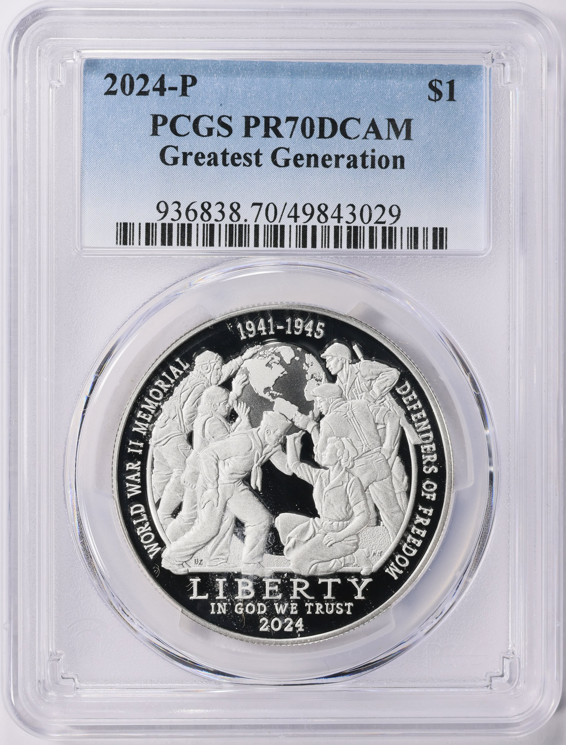 2024-P Greatest Generation Dollar PCGS Proof-70 DCAM | PCGS Cert ...