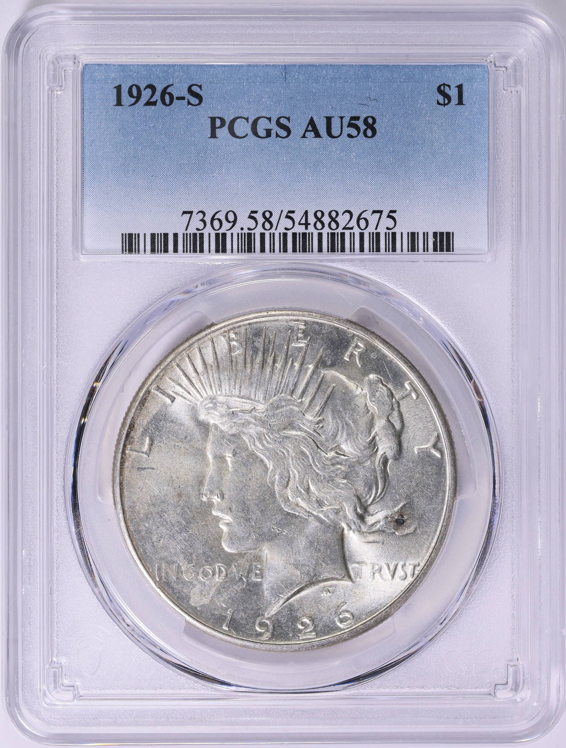1926-S Peace Silver Dollar PCGS AU-58 (Item 1827844) | GreatCollections ...