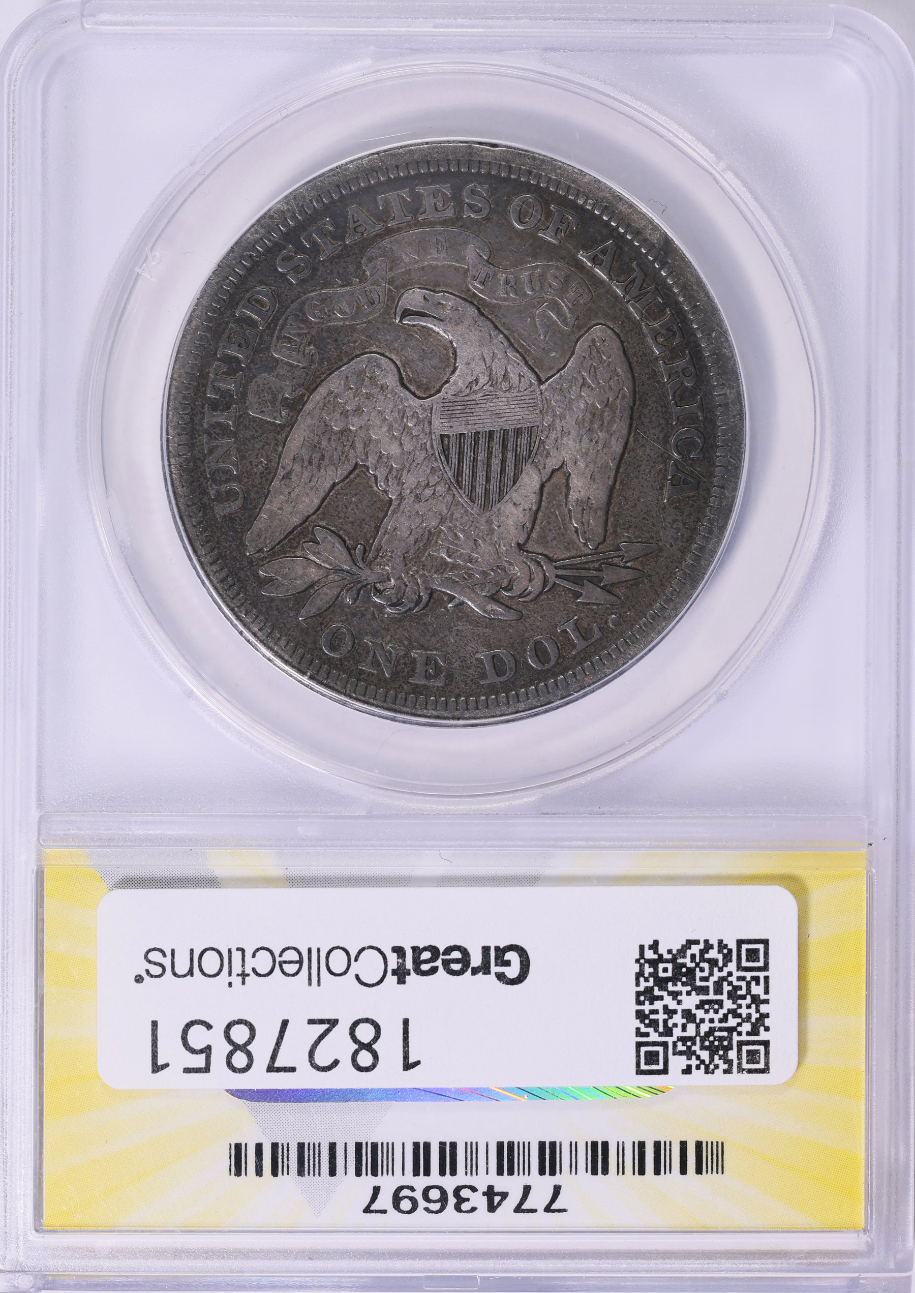 1872 Seated Liberty Silver Dollar ANACS VG-08 (Item 1827851) | GreatCollections Coin Auctions
