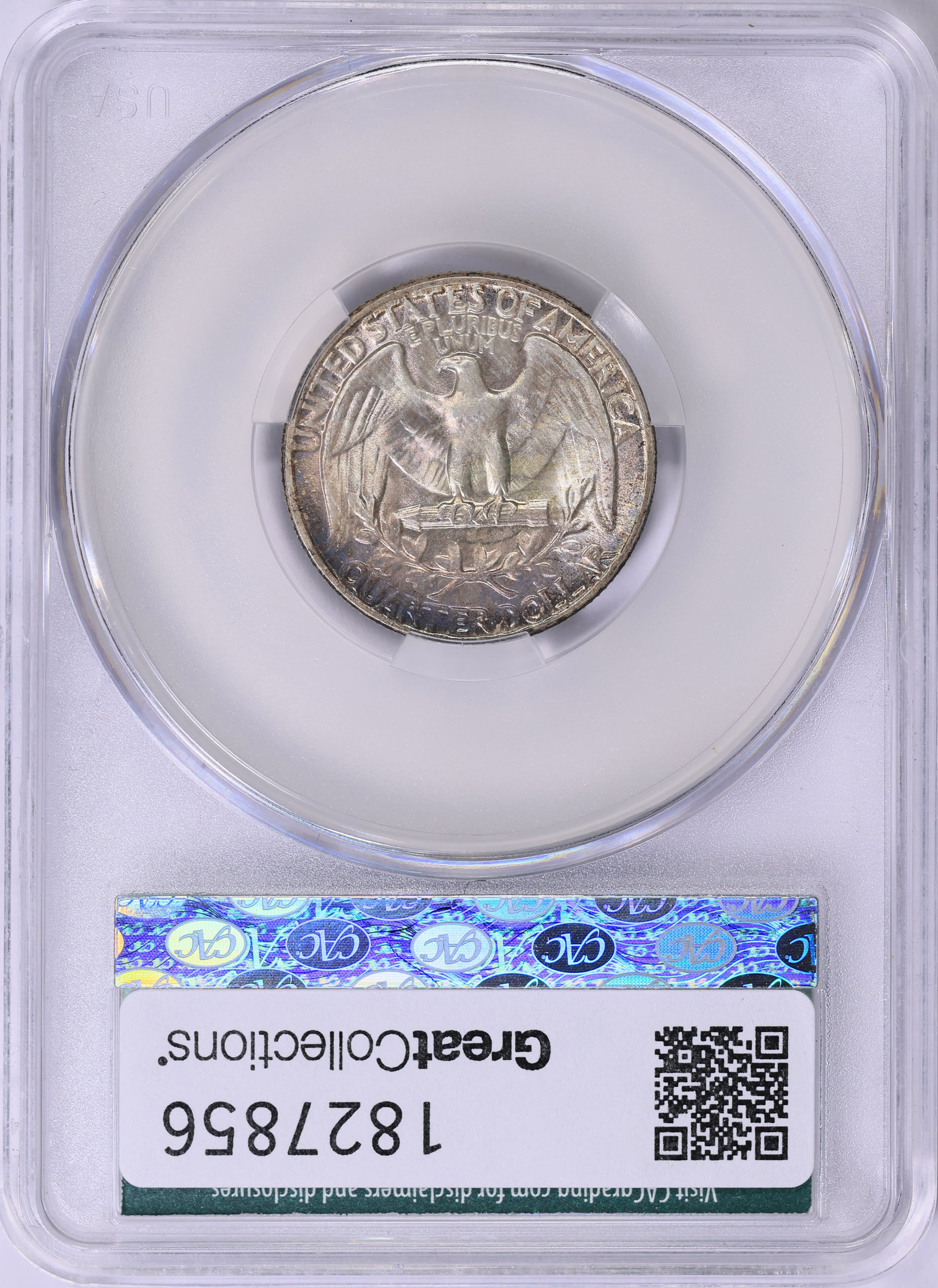 1952 Washington Quarter CACG MS-65 (Toned) (Item 1827856) | GreatCollections Coin Auctions
