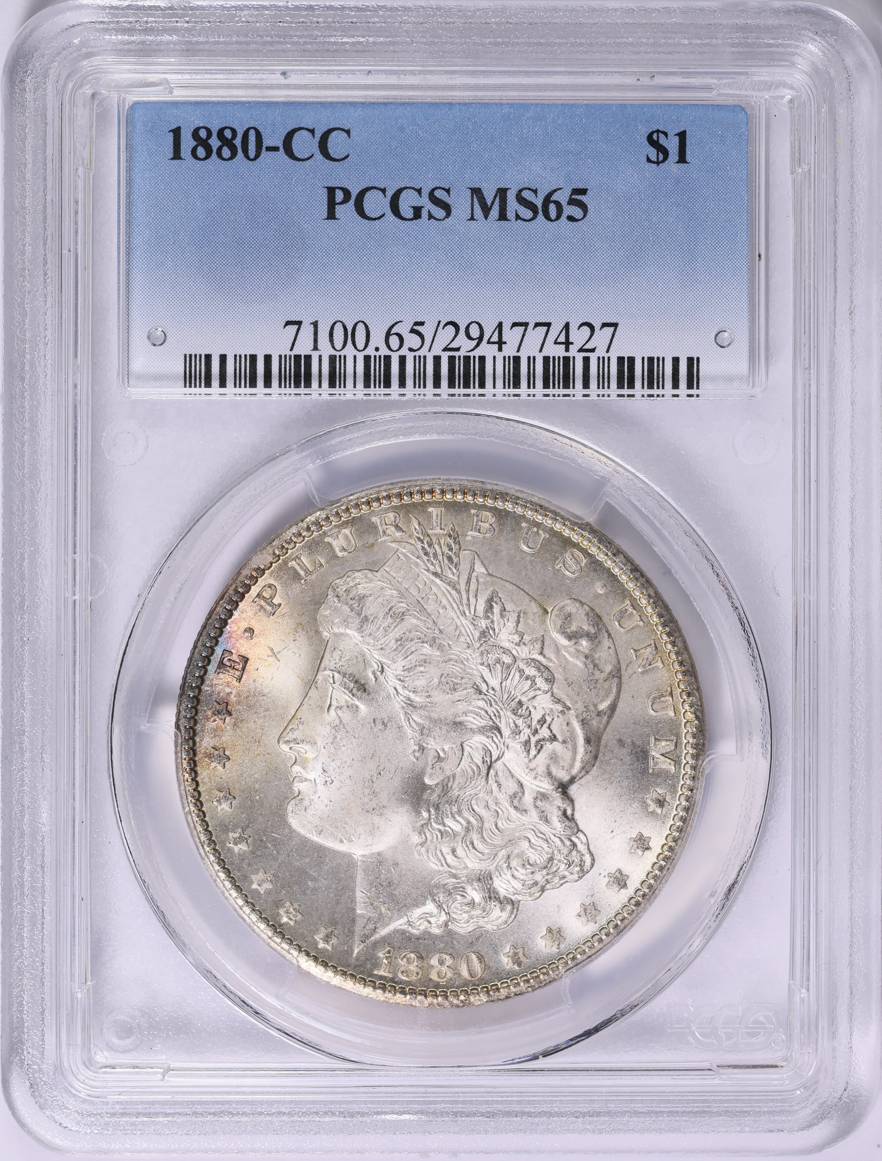 1880-CC Morgan Silver Dollar PCGS MS-65 (Toned) (Item 1827927) | GreatCollections Coin Auctions