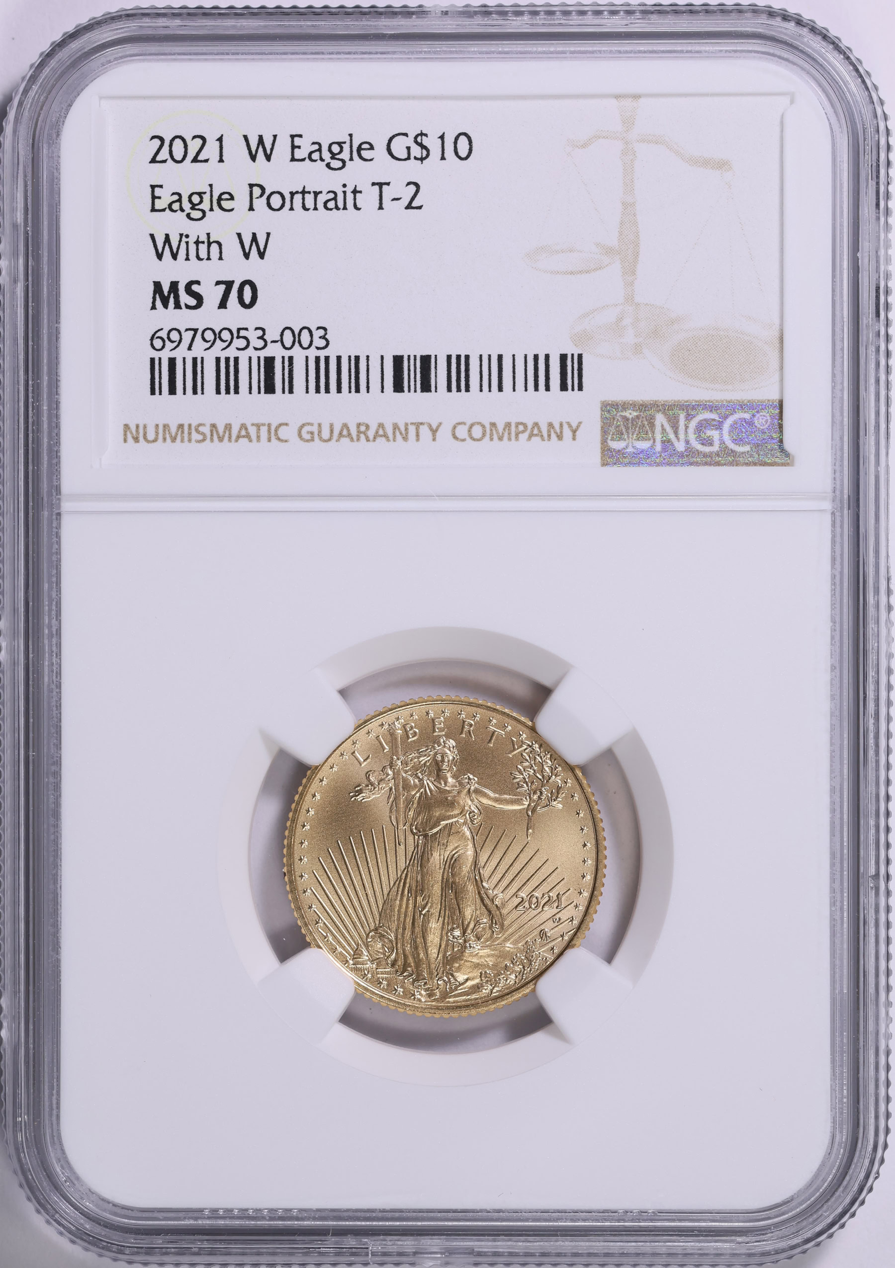 2021-W $10 Quarter-Ounce Gold American Eagle Type 2 Unfinished Proof Dies NGC MS-70 (Item ...