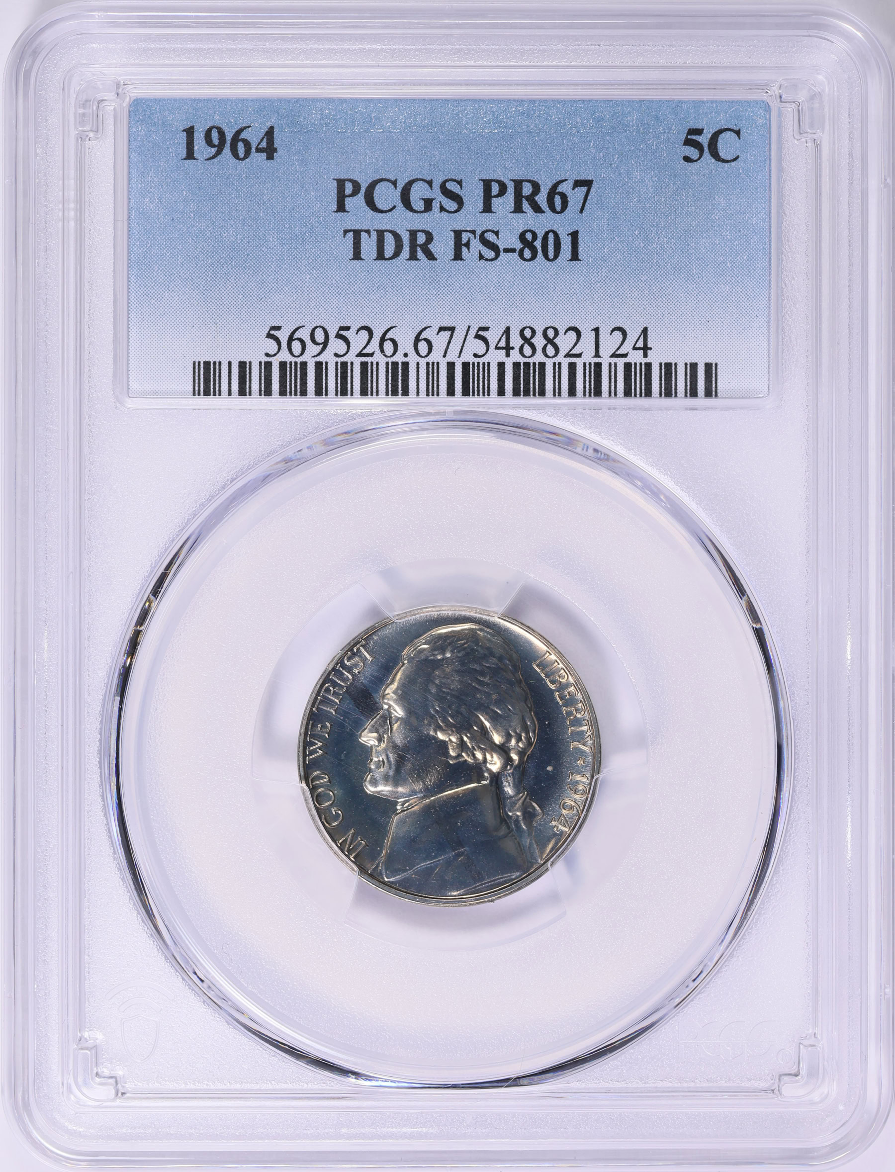 1964 Jefferson Nickel Tripled Die Reverse FS-801 PCGS Proof-67 (Item ...