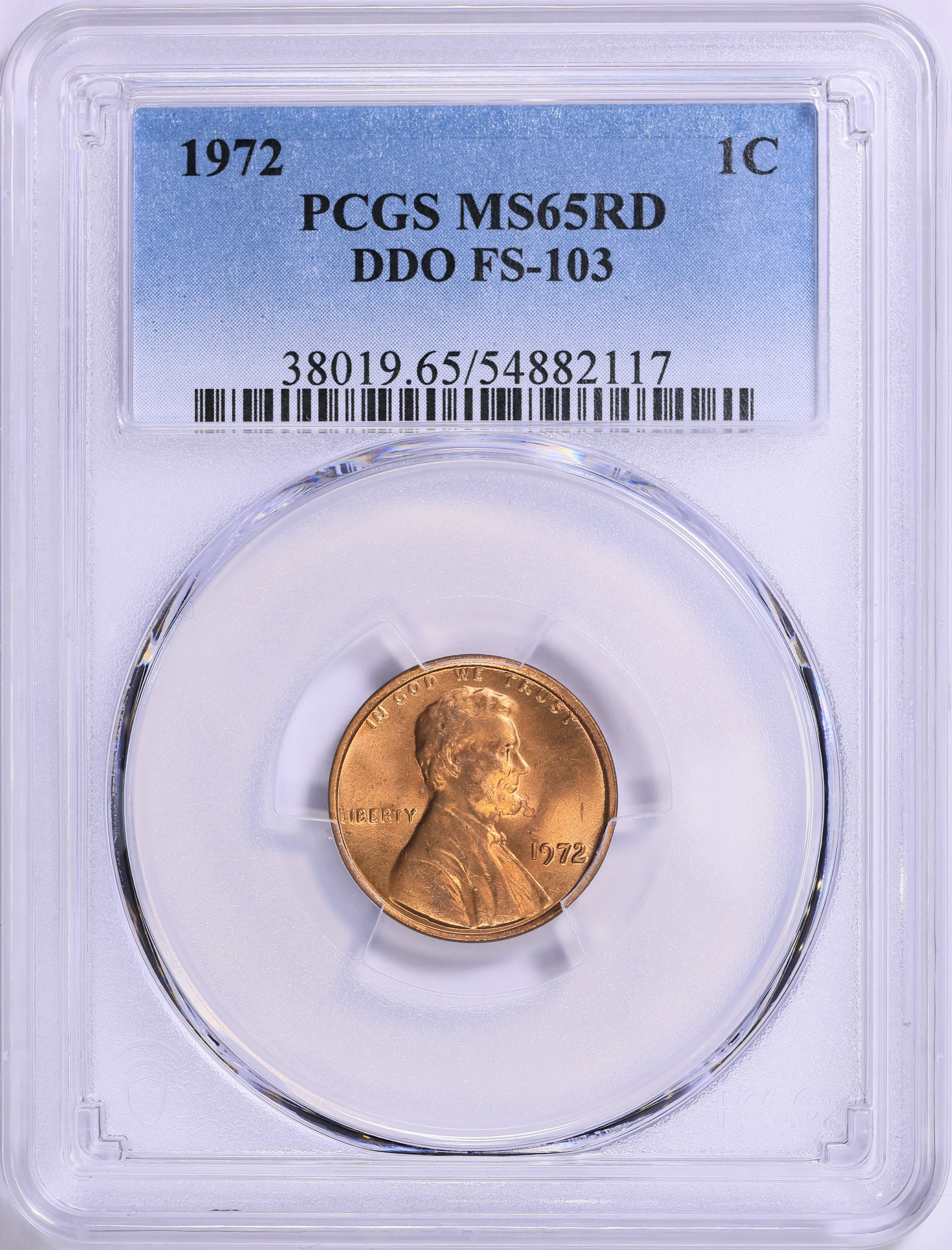 1972 Lincoln Cent Doubled Die Obverse FS-103 PCGS MS-65 RD (Item 1827985) | GreatCollections ...