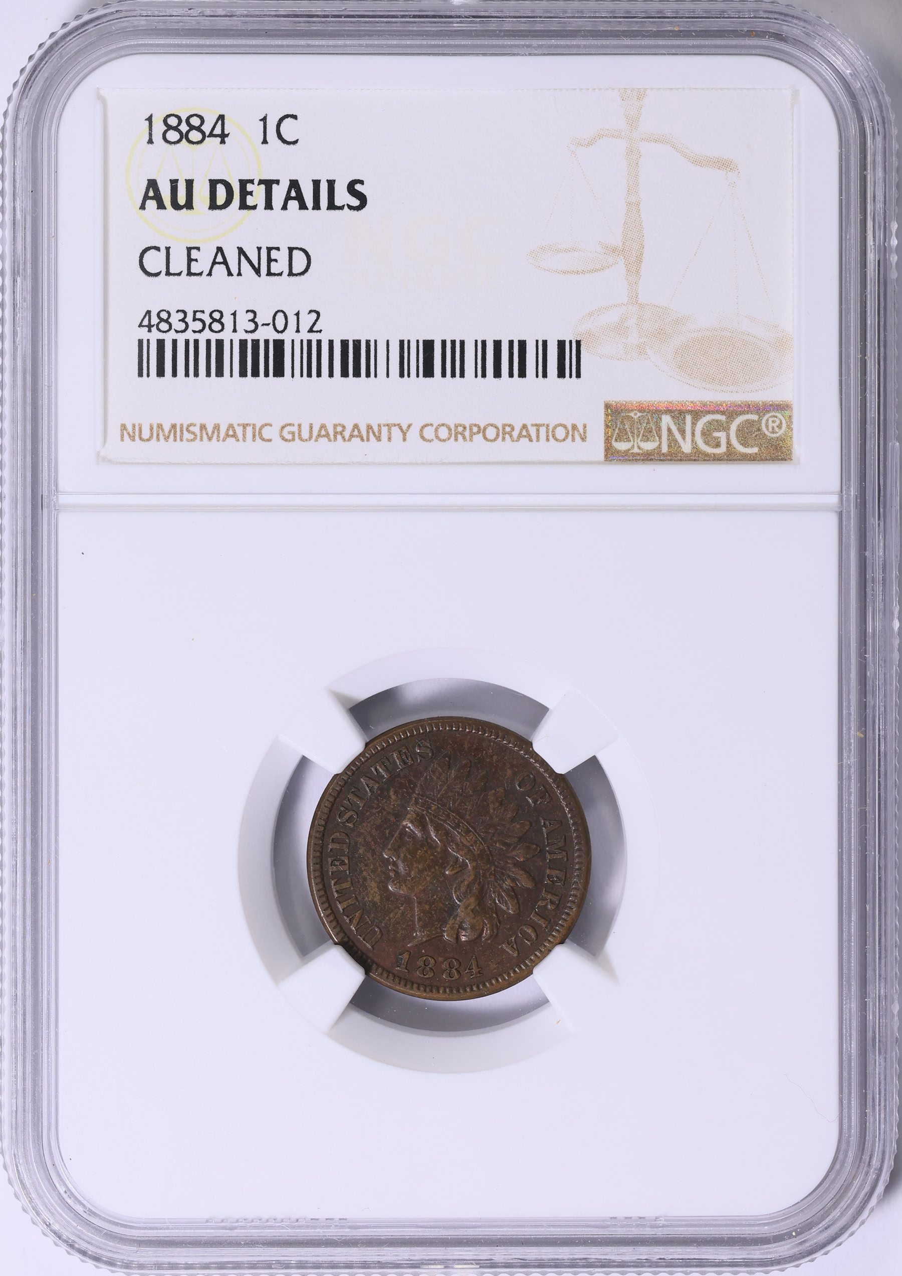 1884 Indian Cent NGC AU Details (Item 1828015) | GreatCollections Coin ...