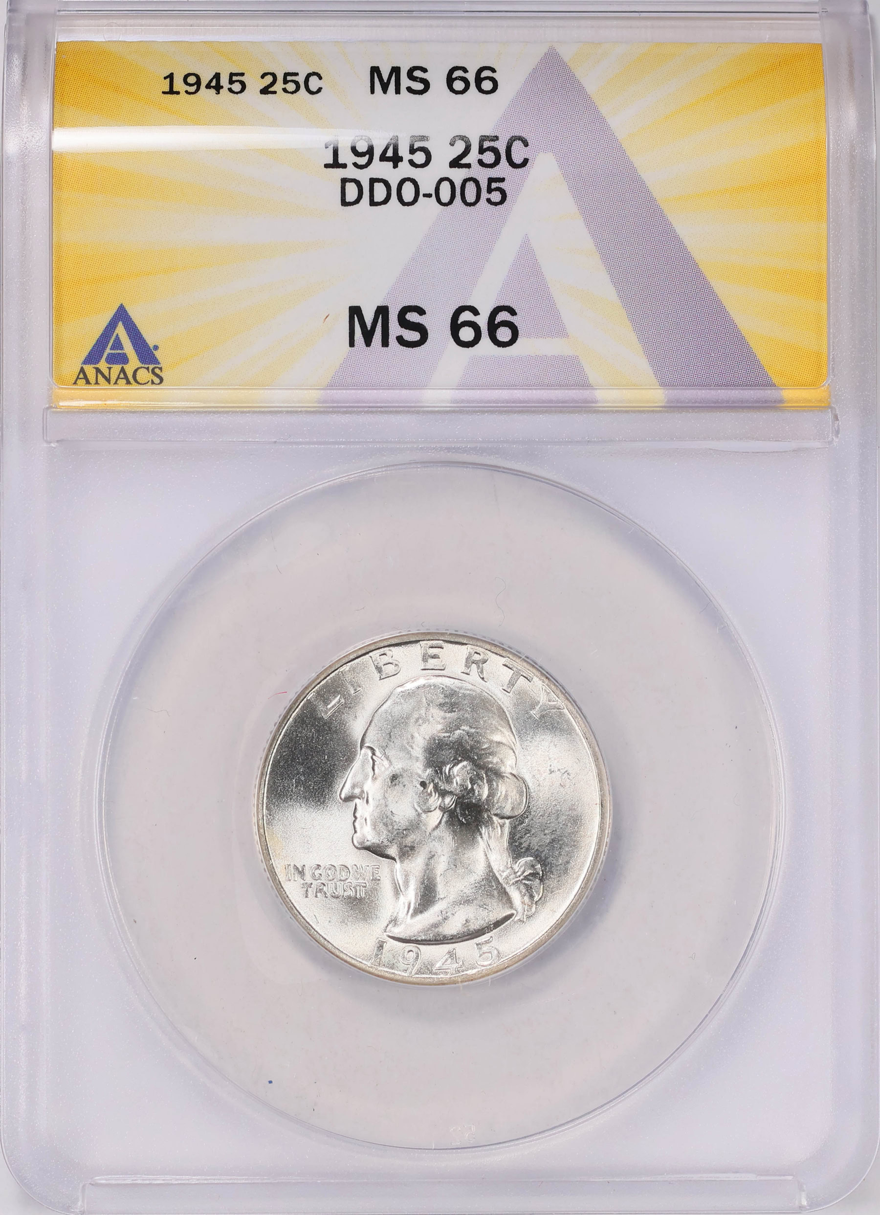 1945 Washington Quarter DDO-005 ANACS MS-66 (Item 1828111 ...