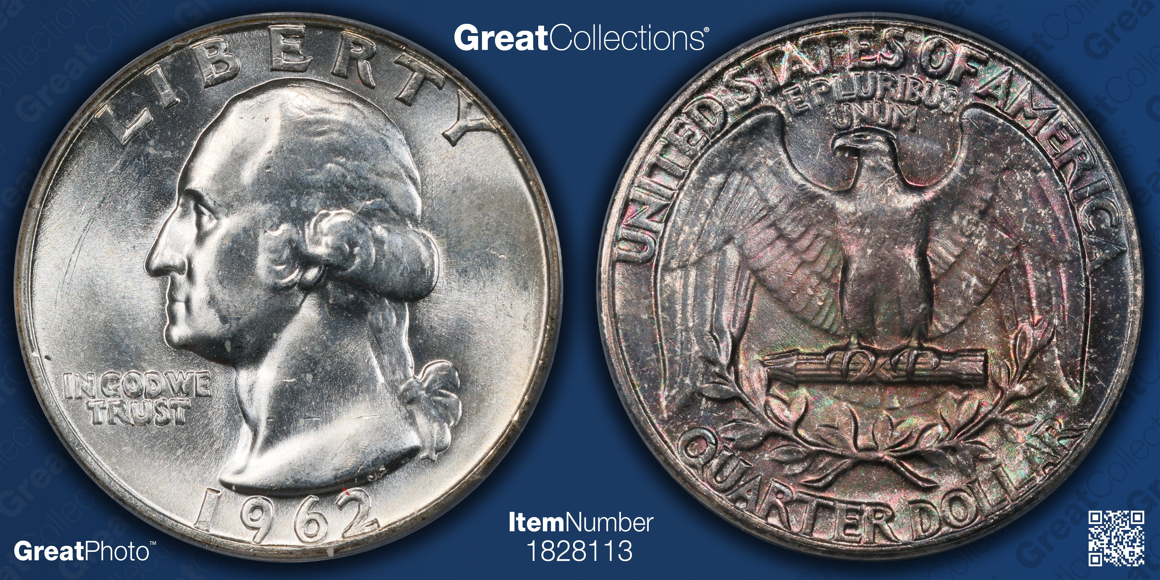 1962 Washington Quarter ANACS MS-64 (Toned) (Item 1828113 ...