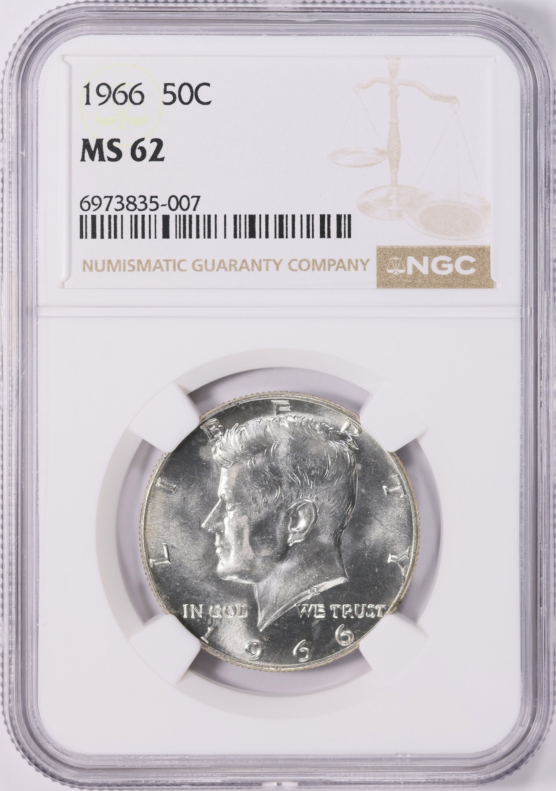 1966 Kennedy Half Dollar NGC MS-62 (Item 1828193) | GreatCollections Coin Auctions