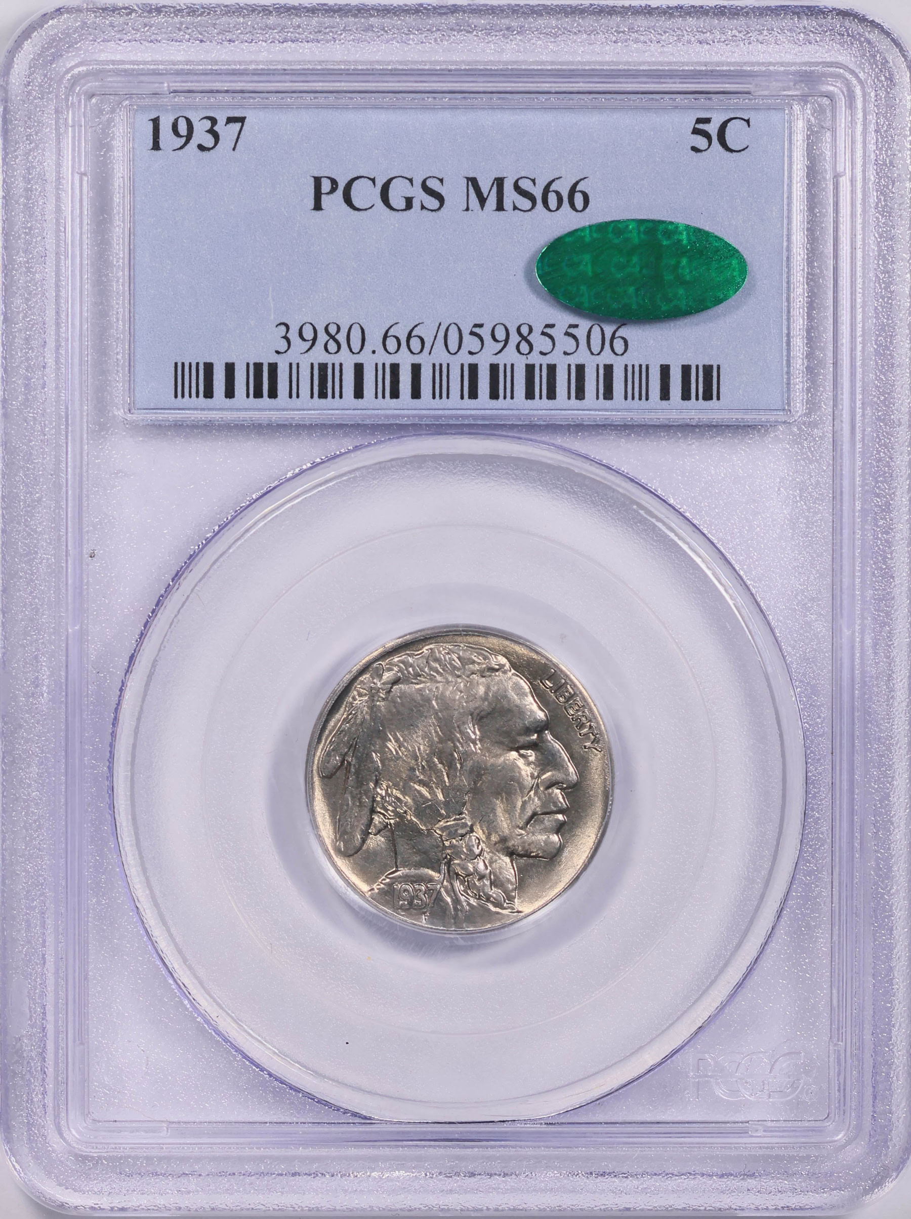 1937 Buffalo Nickel PCGS MS-66 (CAC Green) (Item 1828208) | GreatCollections Coin Auctions