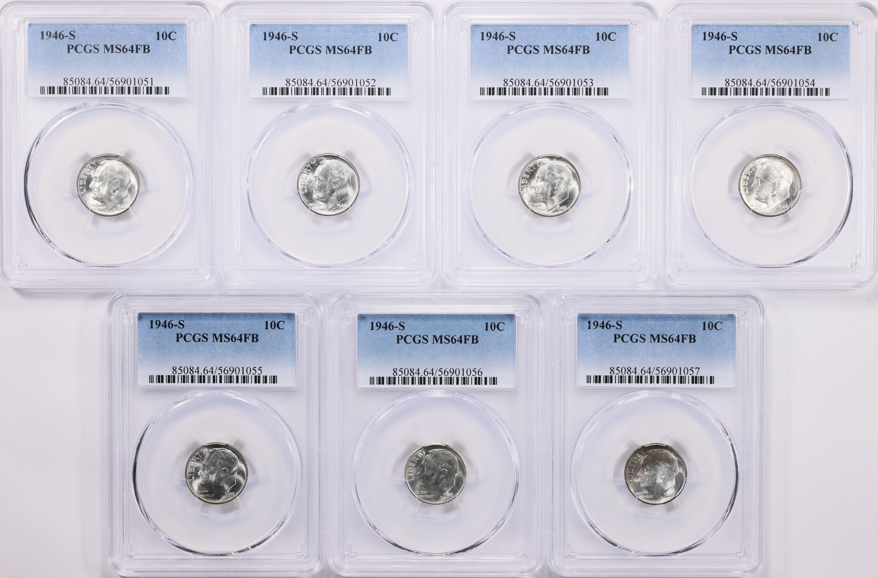 1946-S Roosevelt Dime PCGS MS-64 FB (7 Coins) (Item 1828234 ...