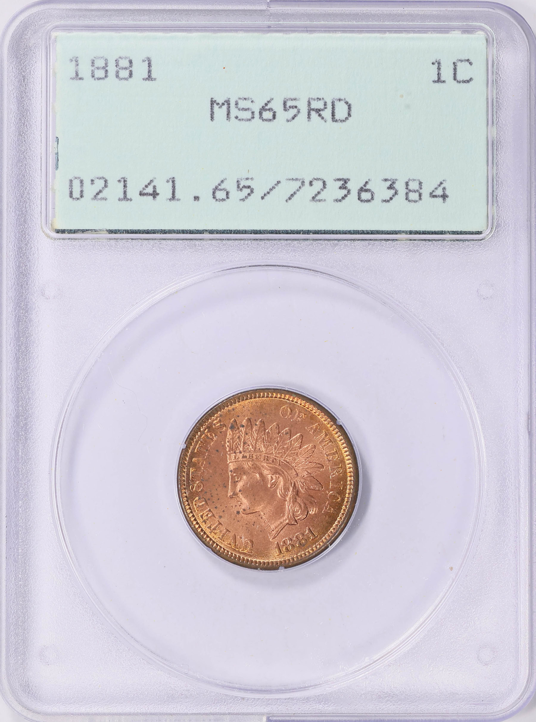 1881 Indian Cent PCGS MS-65 RD OGH (1st Gen) (Item 1828244) | GreatCollections Coin Auctions