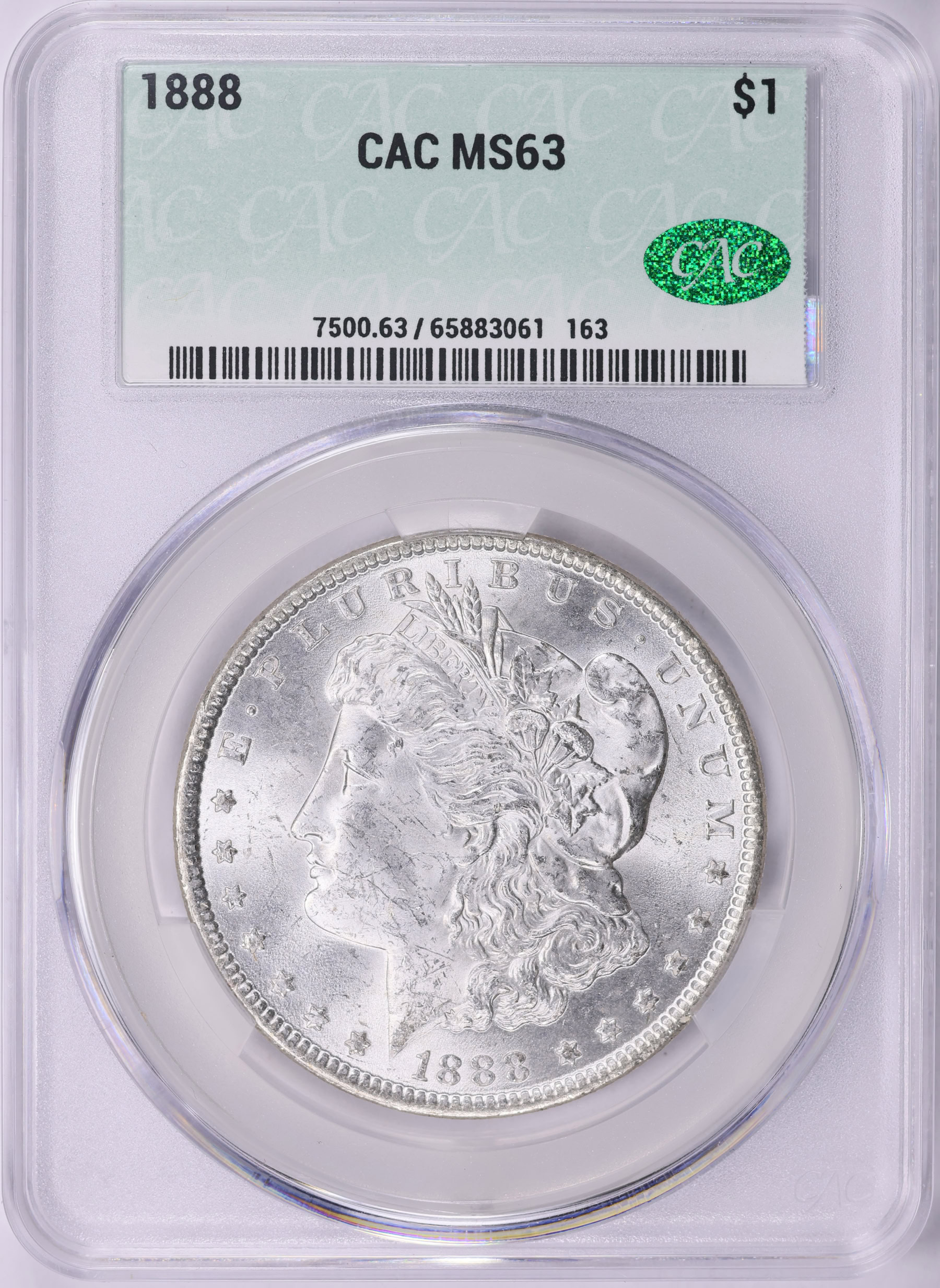 1888 Morgan Silver Dollar CACG MS-63 (Item 1828369) | GreatCollections ...